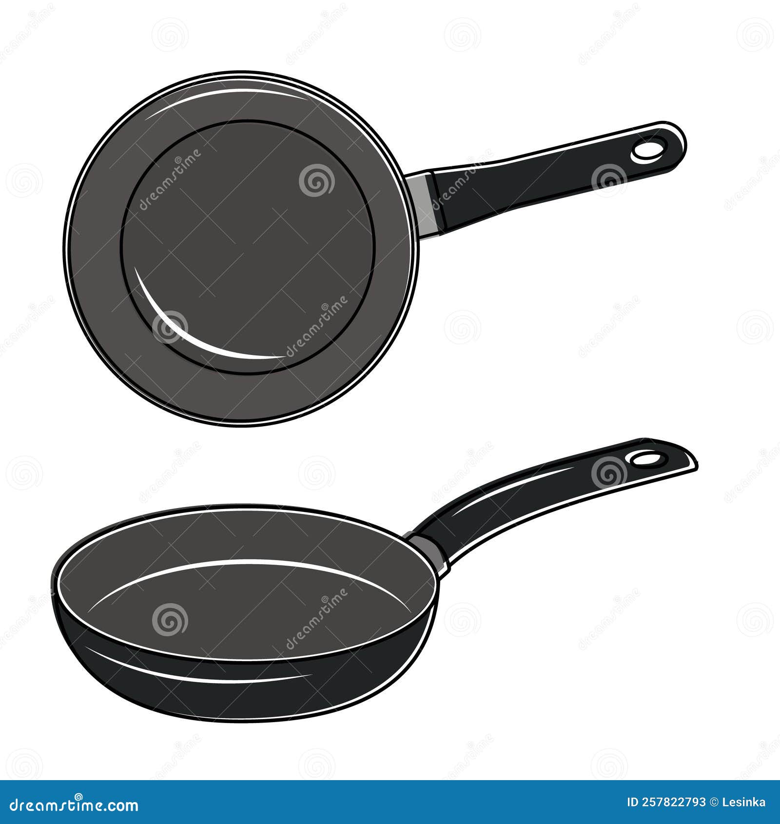 Black Insulated Frying Pan with Handle, Color Vector Illustration Stock ...