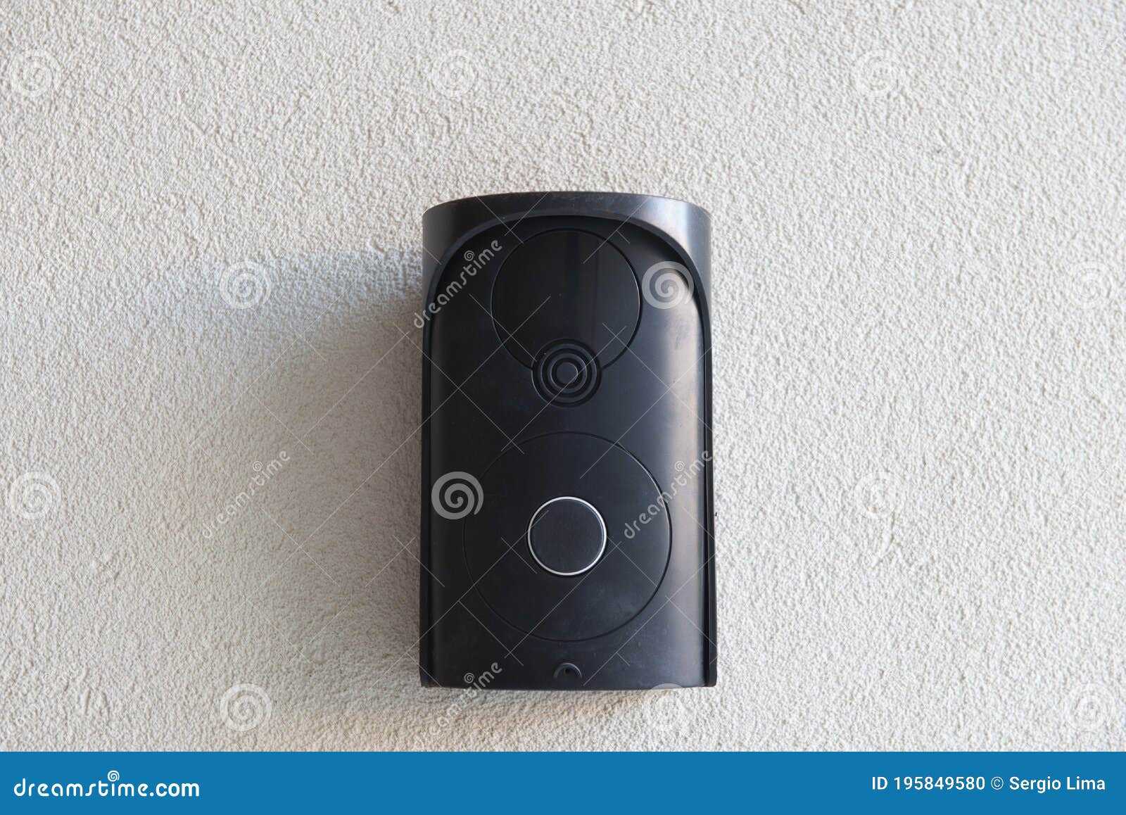 Black Intercom without Camera on Rough Beige Wall Stock Photo - Image ...