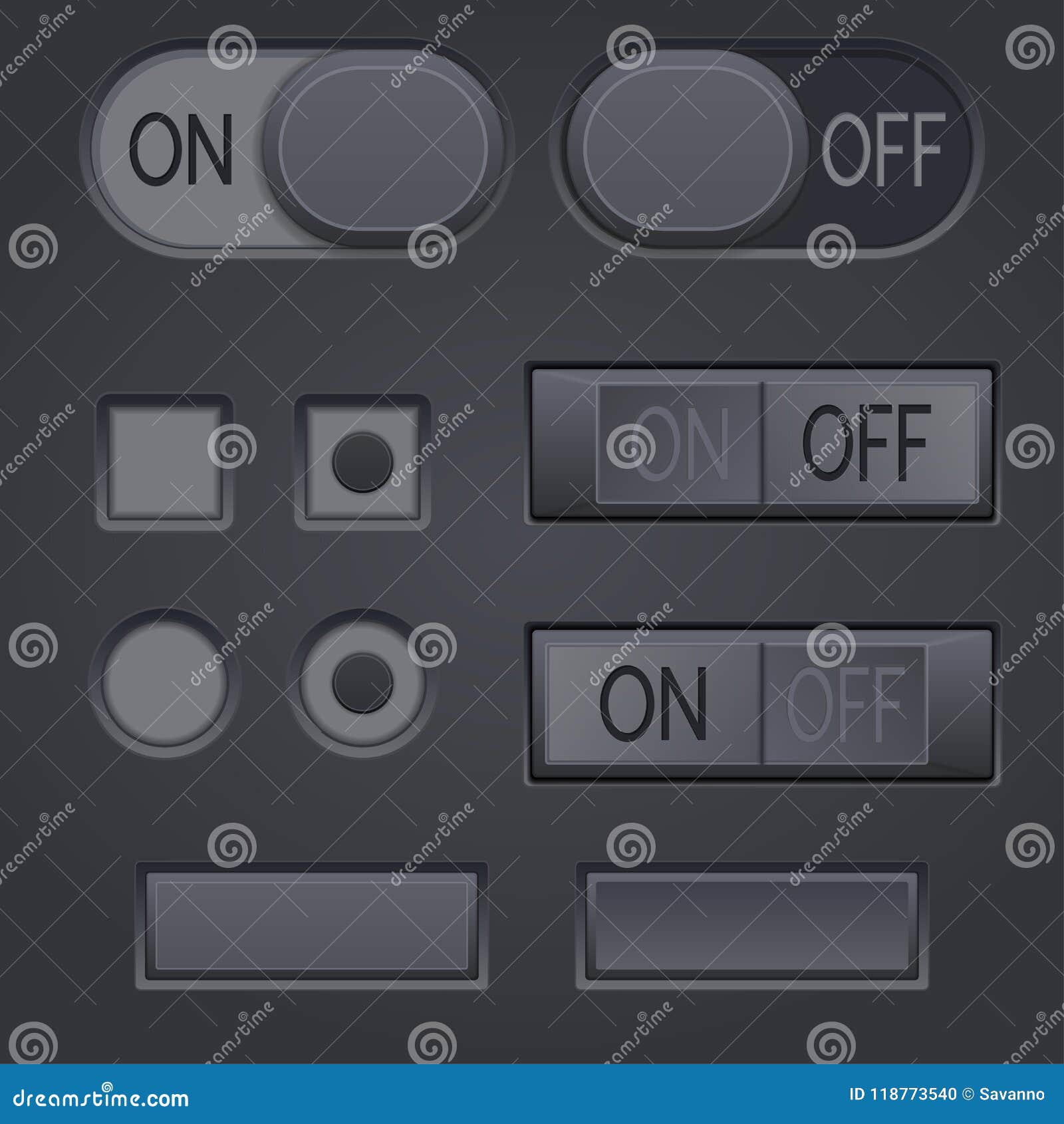 Black Interface Buttons. 3d Set of Icons Stock Vector - Illustration of ...