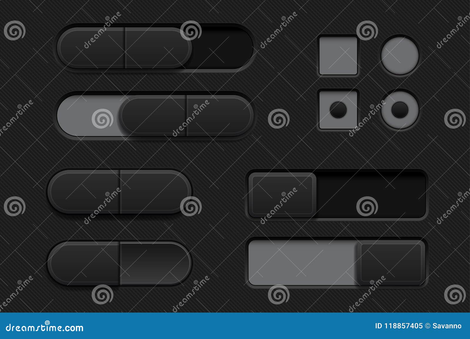 Black Interface Buttons. 3d Set of Icons Stock Vector - Illustration of ...