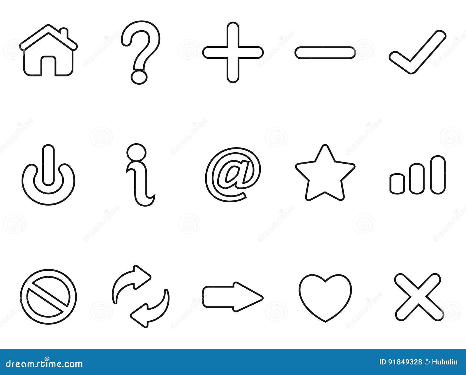 Black Interface Outline Icons Set Stock Vector - Illustration of ...