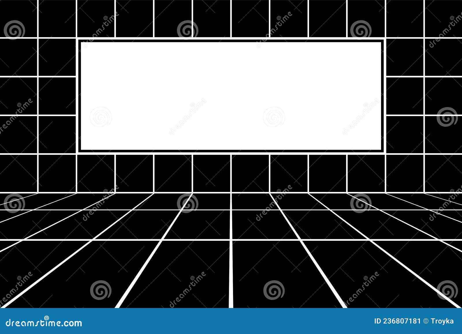 Black Interior Background with White Empty Screen in Perspective View ...