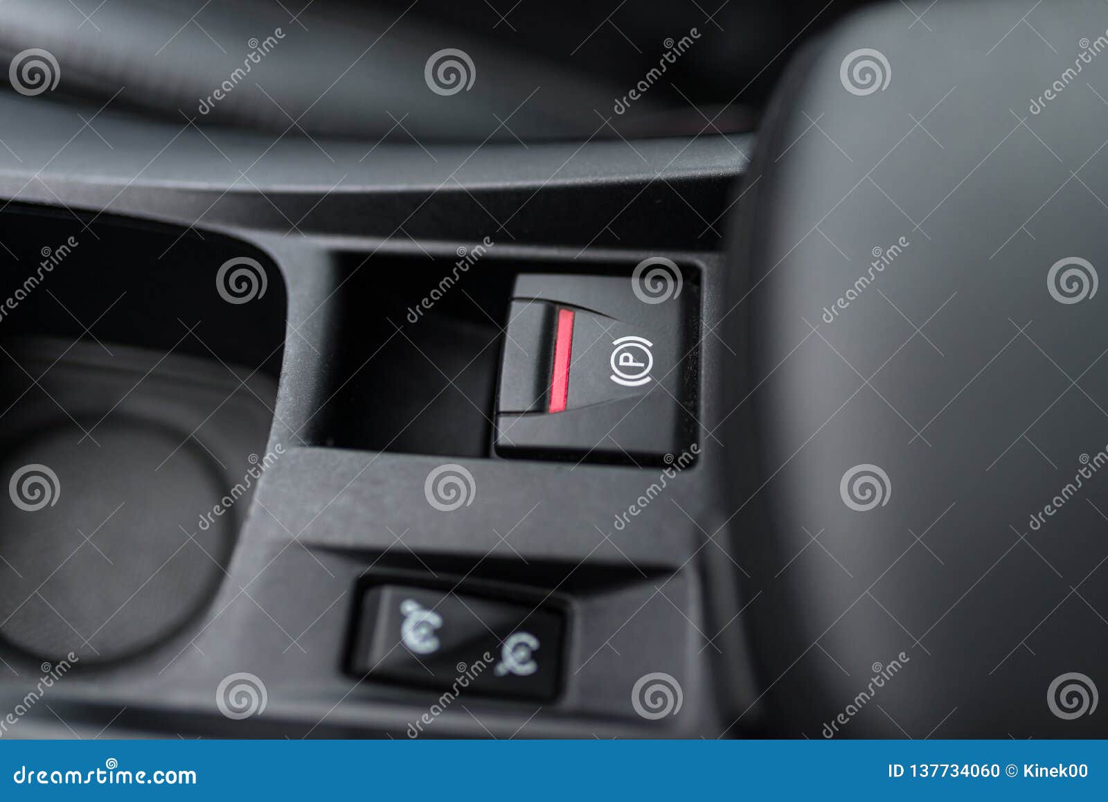 Black Interior of a Modern Car, Switch on the Electrically Assisted ...