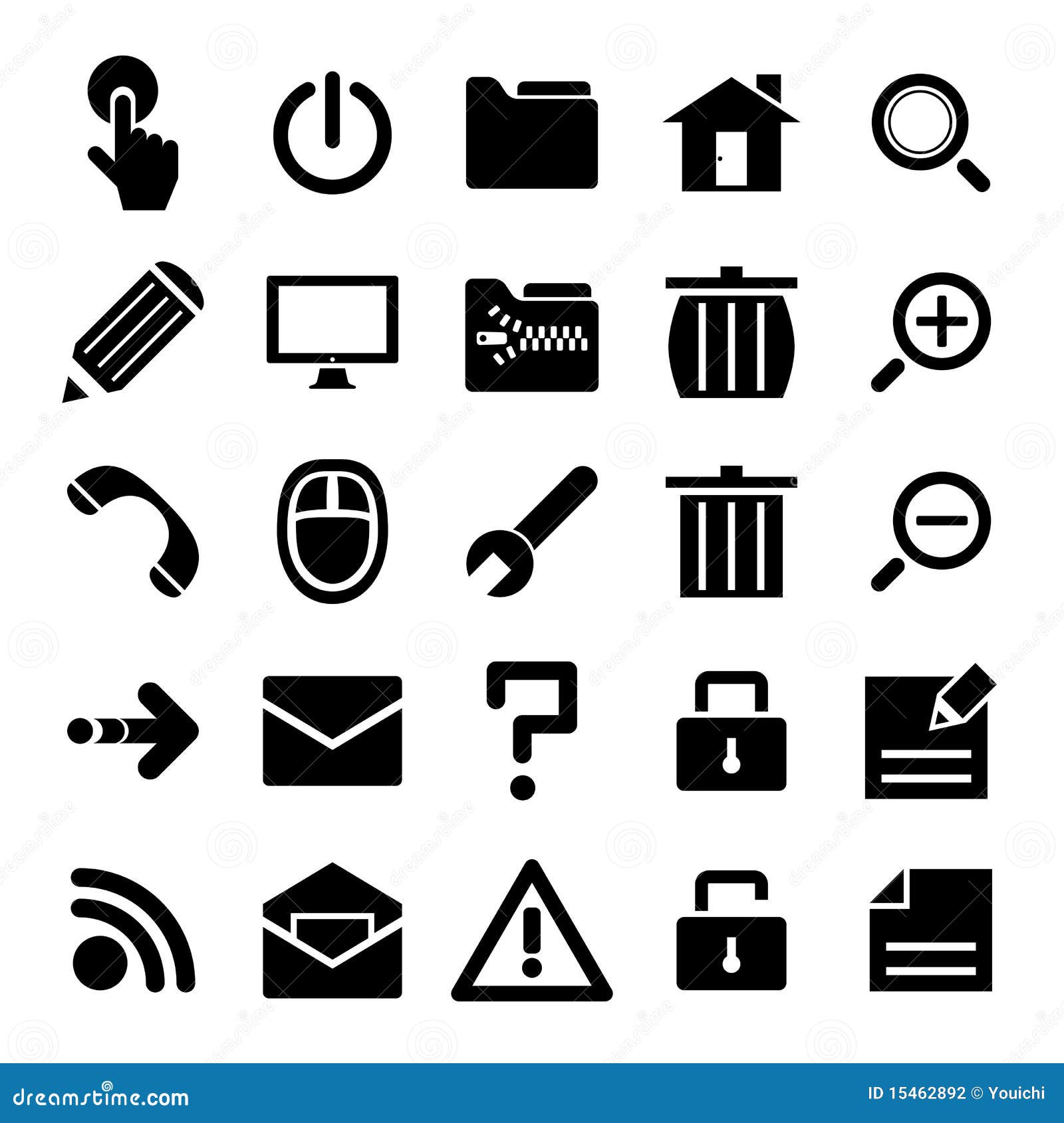 Black internet icons set stock vector. Illustration of mouse - 15462892
