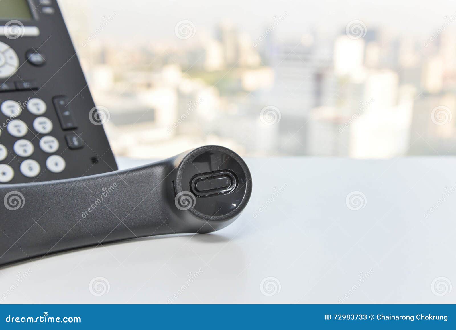 Black IP Phone on the White Table Stock Image - Image of contact ...