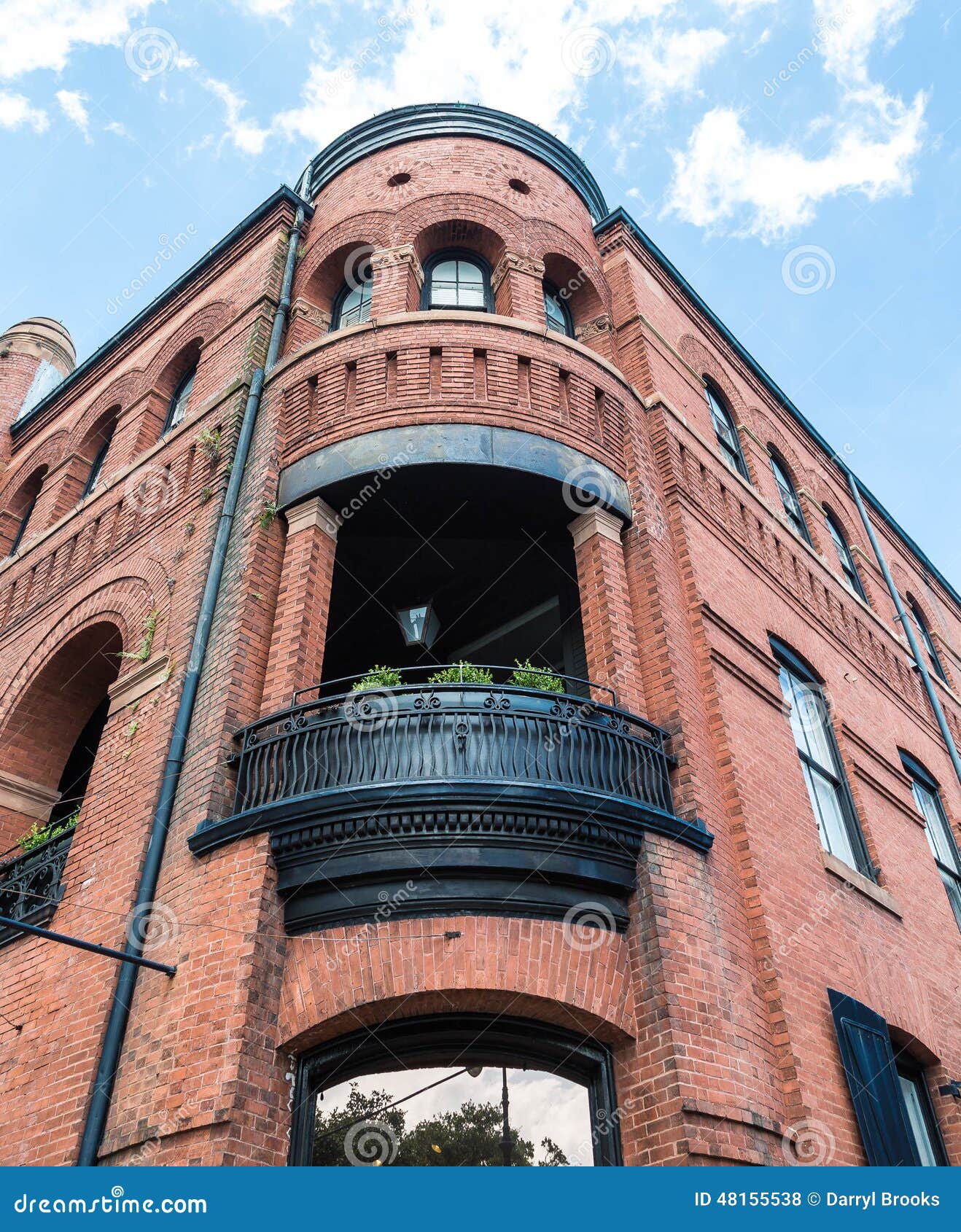 Black Iron Balcony on Old Brick Building Stock Photo - Image of ...