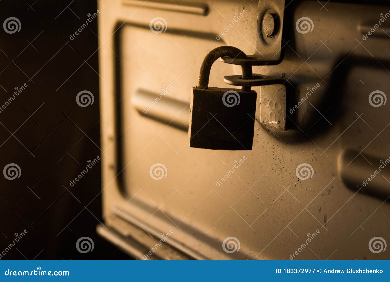 The Black Iron Box is Padlocked Stock Image - Image of retro, padlock ...