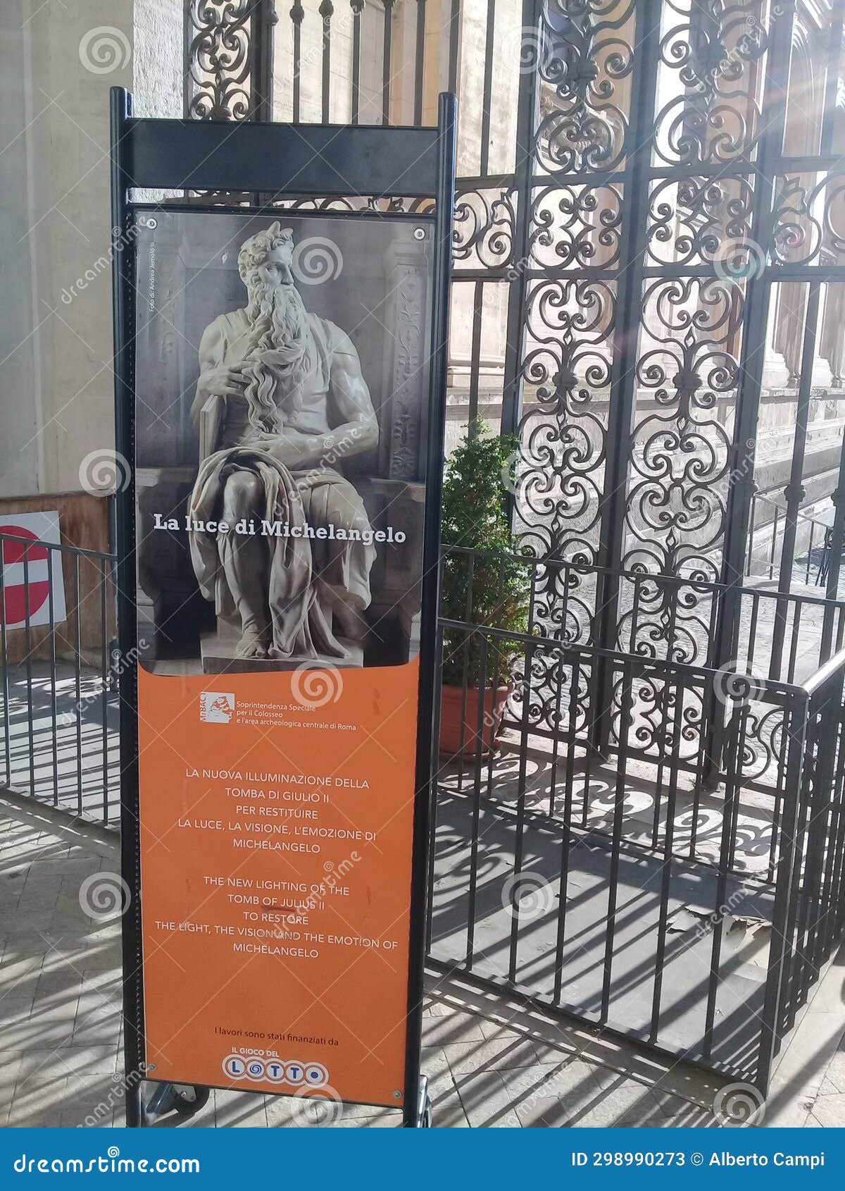 Black Iron Frames, Informative Plaques on a Statue of the Ancient ...