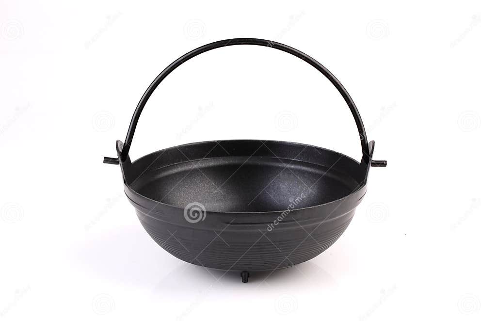 Black Iron Pot on White Background Stock Photo - Image of boil, fried ...