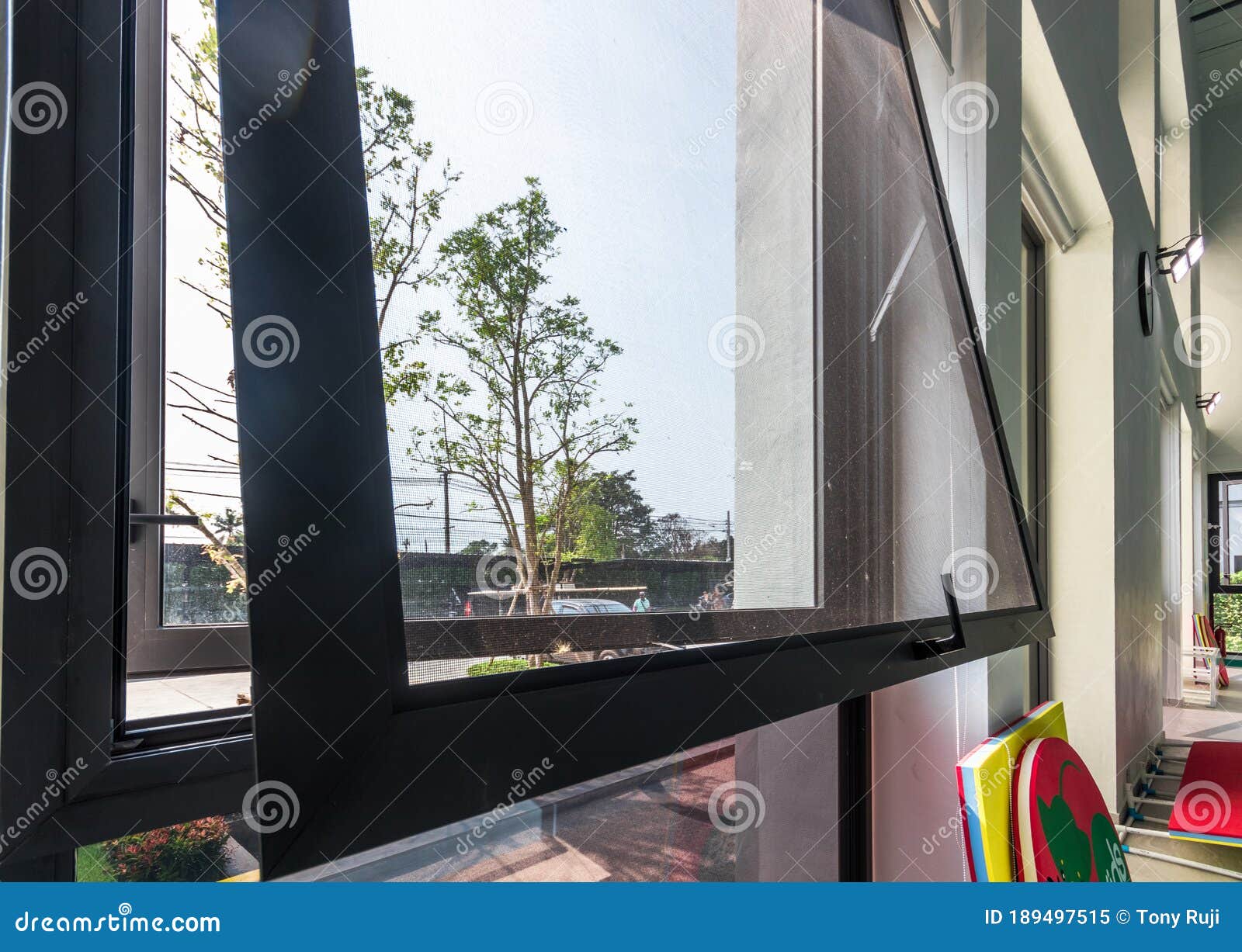 Black Iron Window with Mosquito Net Stock Image - Image of dark, grille ...