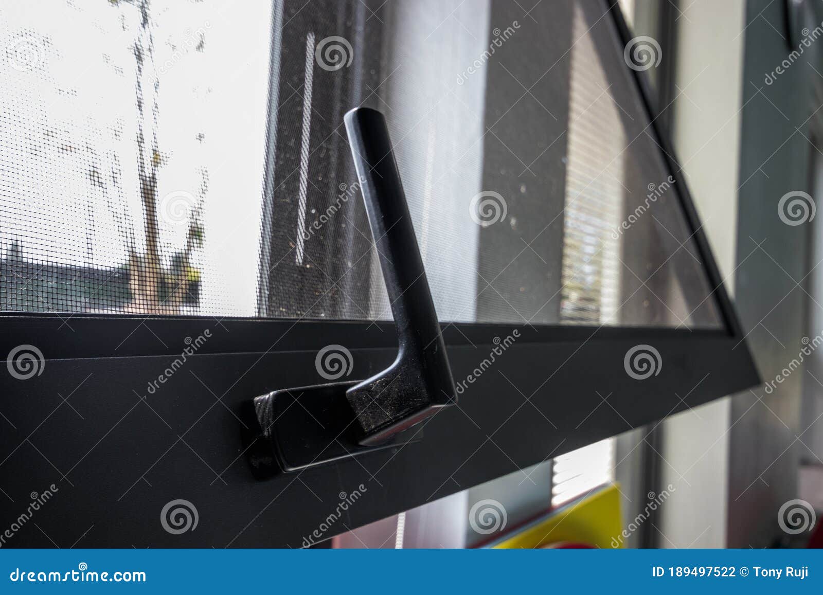 Black Iron Window with Mosquito Net Stock Photo - Image of lines ...