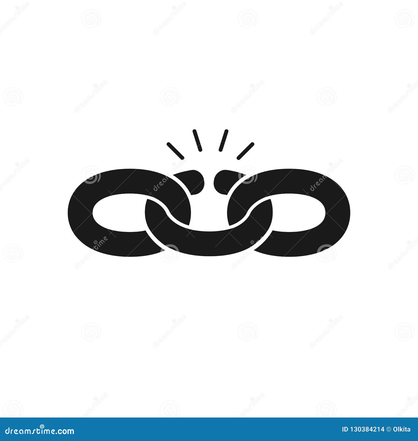 Black Isolated Icon of Broken Chain on White Background. Silhouette of ... Black Isolated Icon of Broken Chain on White Background. Silhouette of ...