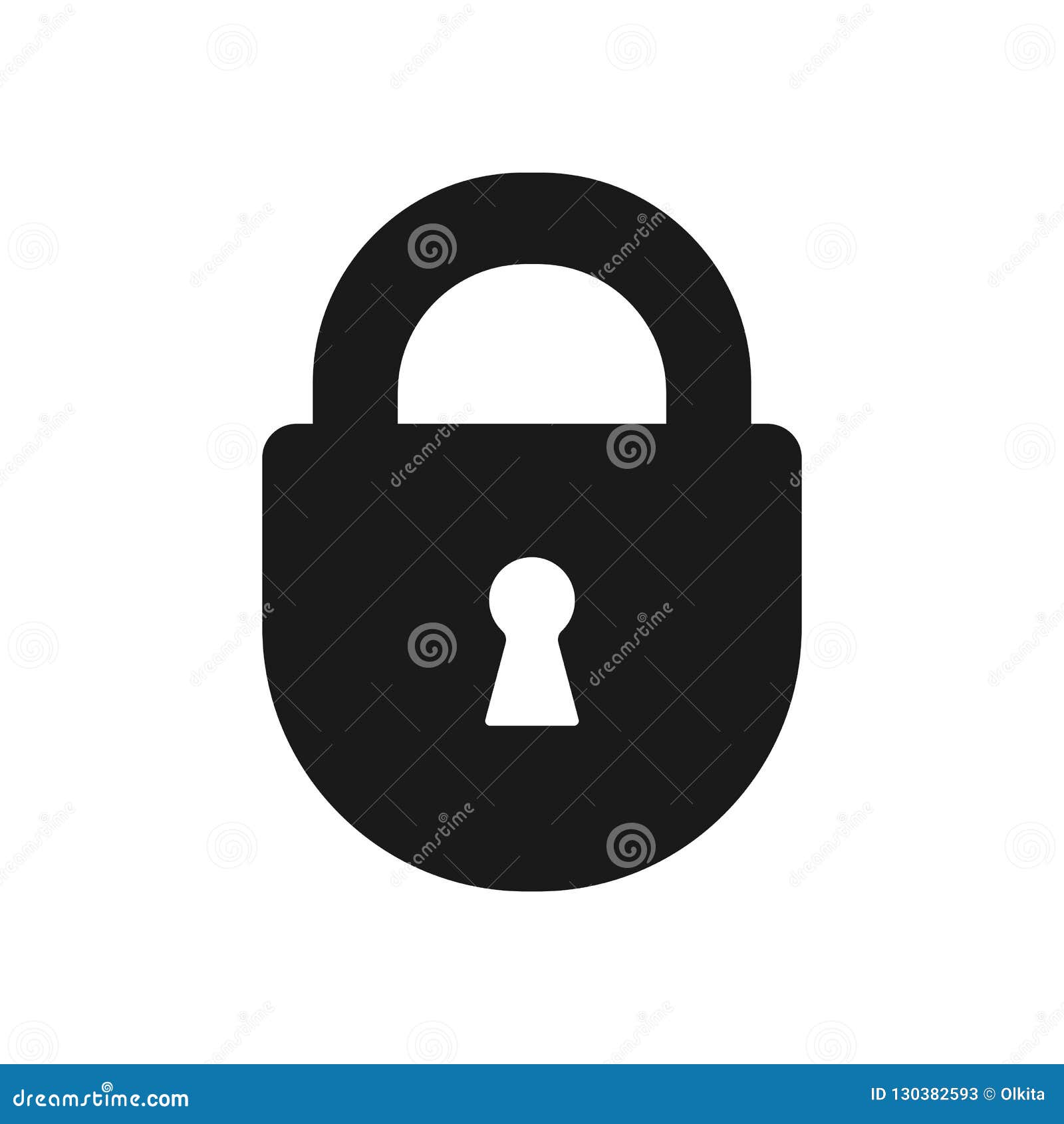 Black Isolated Icon of Closed Lock on White Background. Silhouette of ...