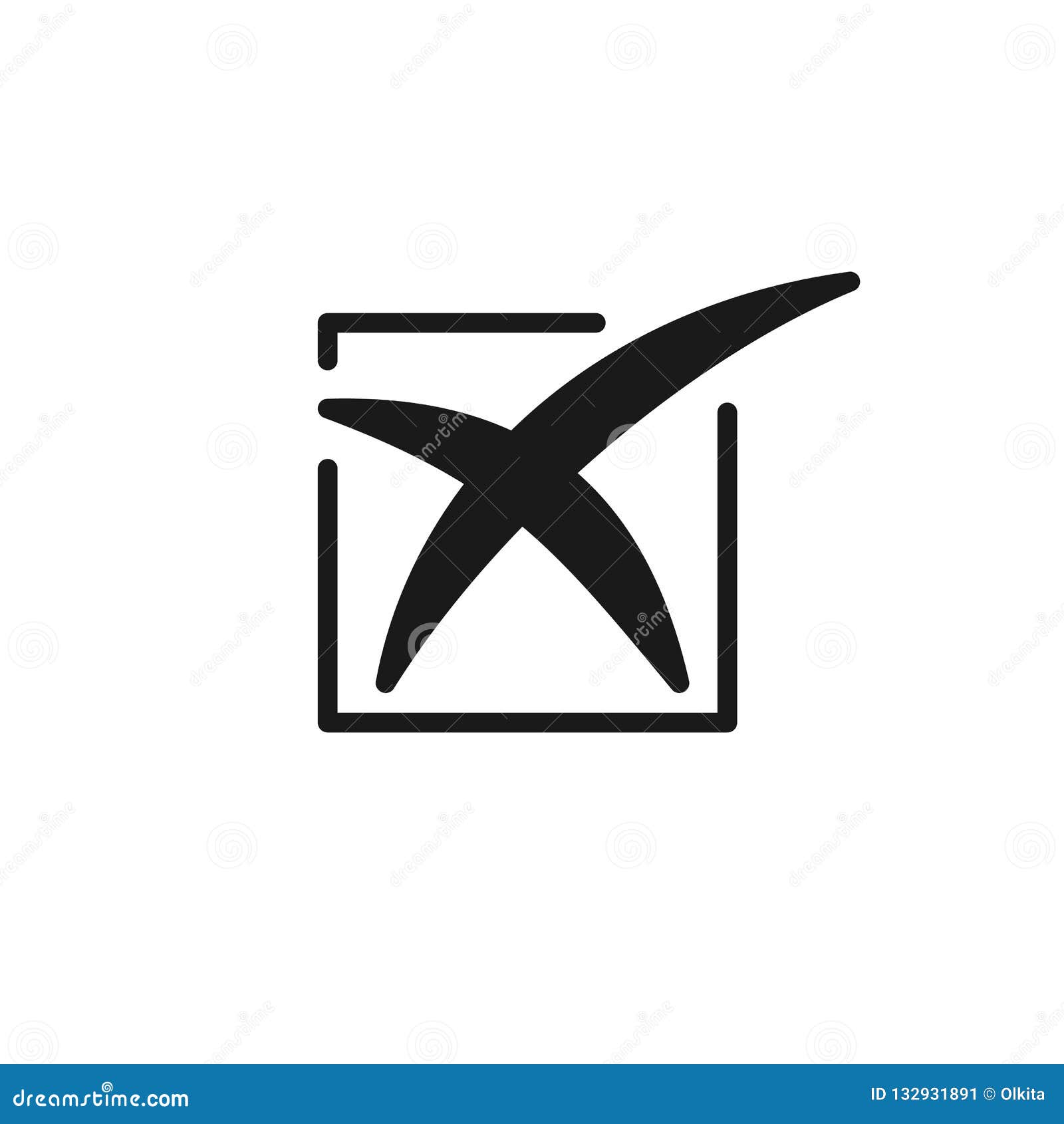 Black Isolated Icon of Cross on White Background. Icon of Check Box ...