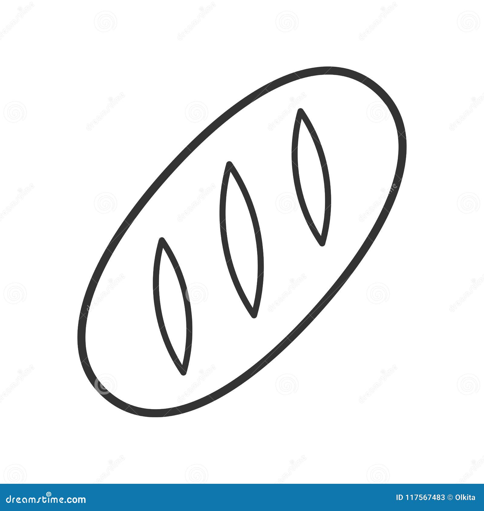 Black Isolated Outline Icon of Bread on White Background. Line Icon of ...