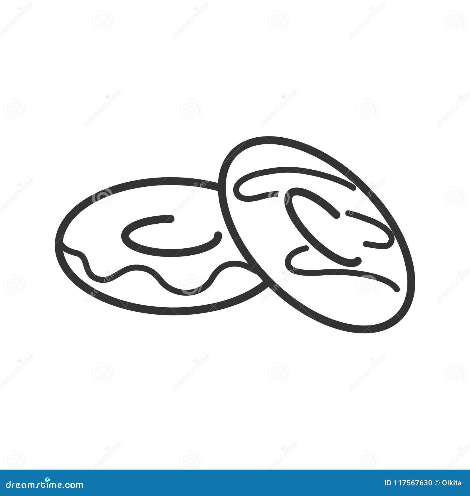 Black Isolated Outline Icon of Doughnut on White Background. Line Icon ... Black Isolated Outline Icon of Doughnut on White Background. Line Icon ...