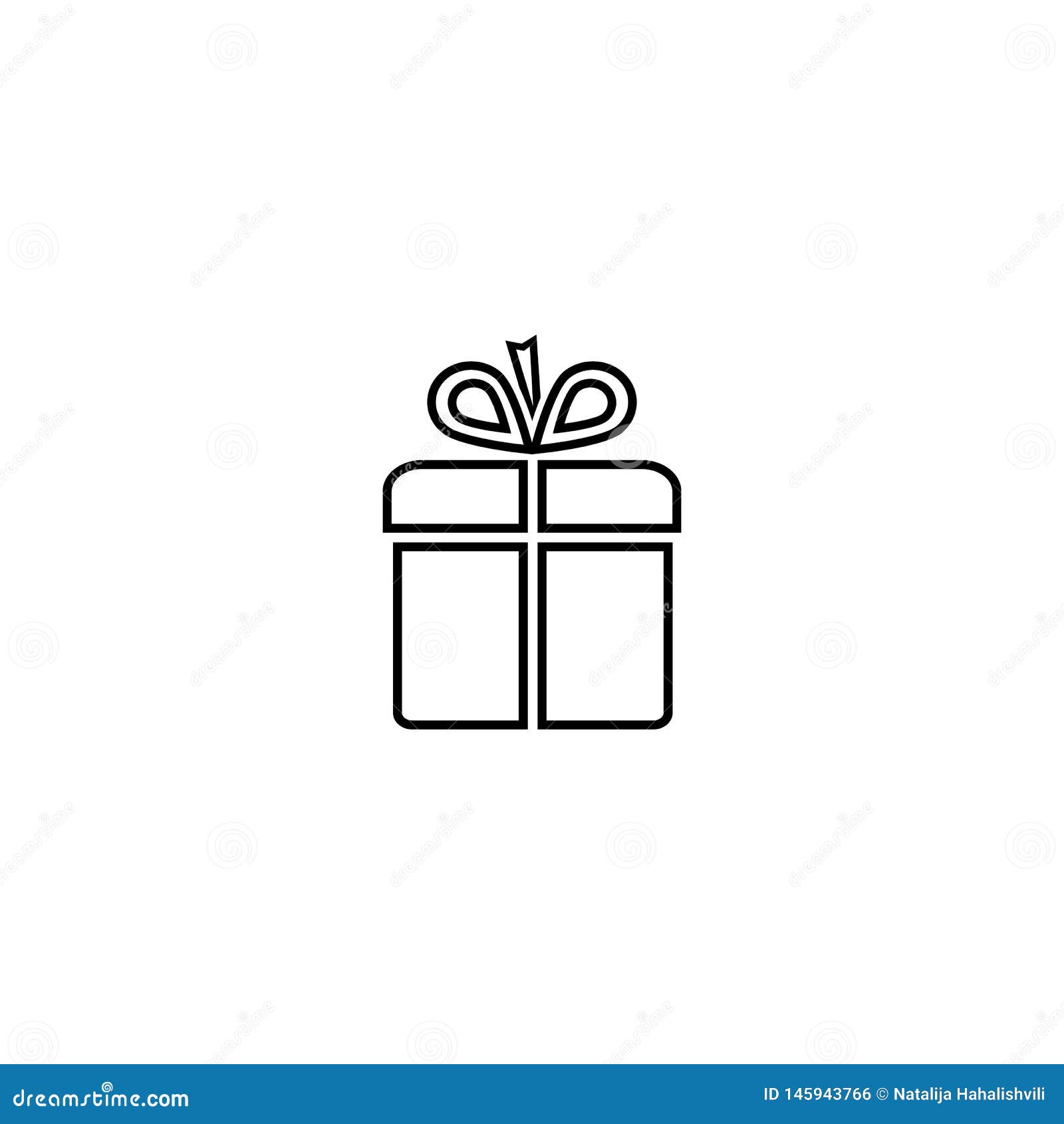 Black Isolated Outline Icon of Gift Box on White Background. Line Icon ...