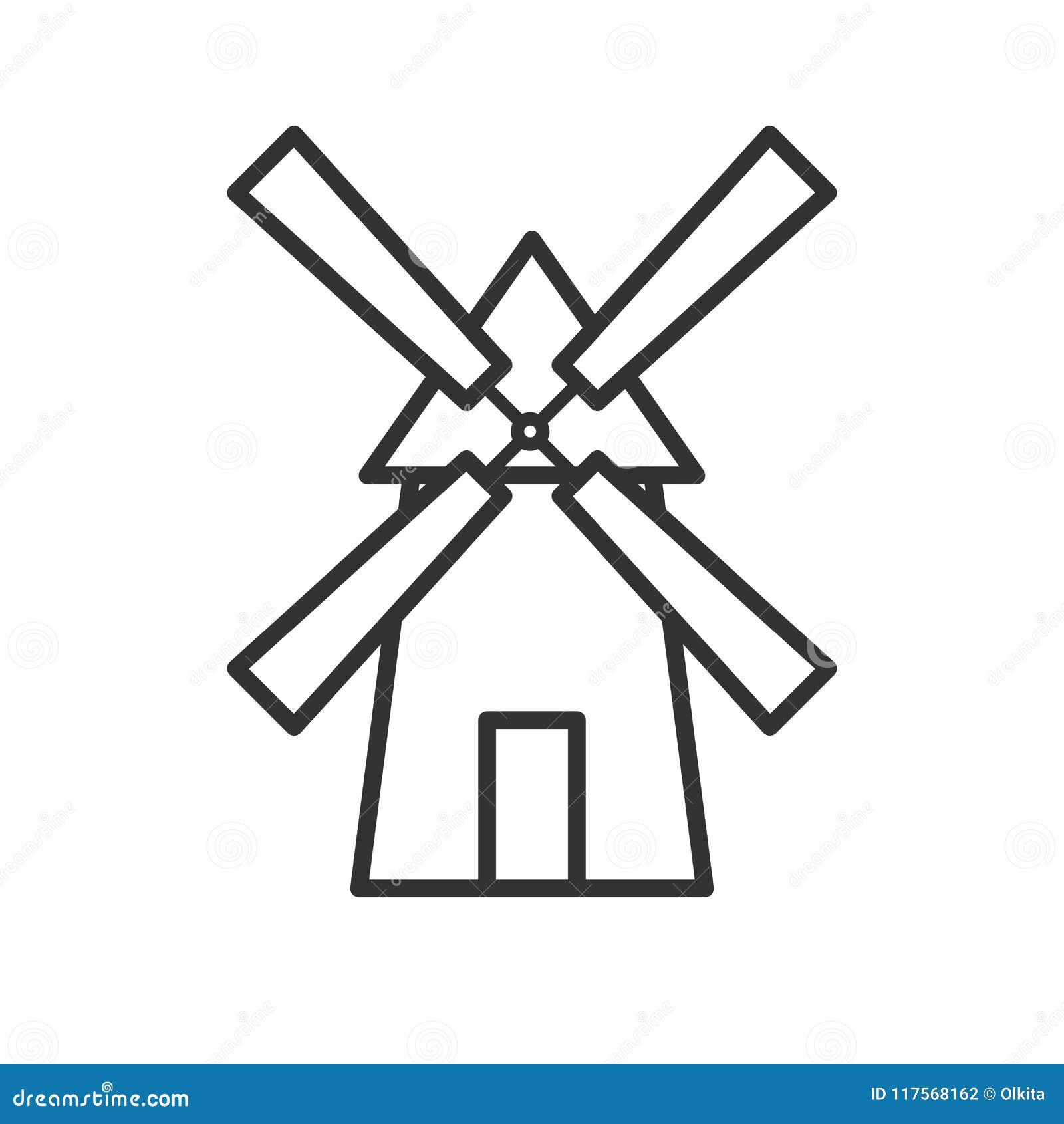 Black Isolated Outline Icon Of Mill On White Background. Line Icon Of ...