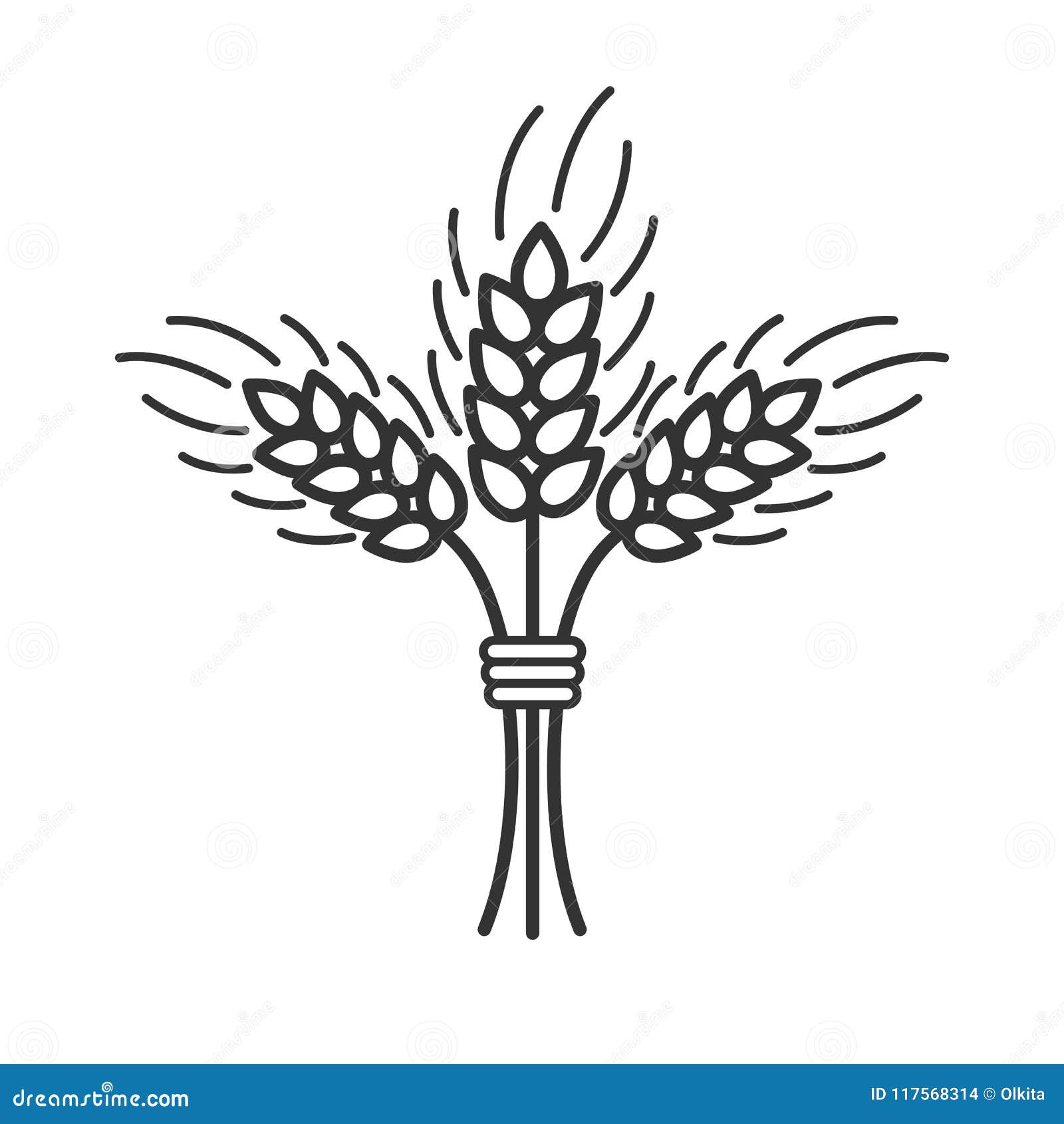 Black Isolated Outline Icon of Sheaf of Wheat on White Background. Line ... Black Isolated Outline Icon of Sheaf of Wheat on White Background. Line ...