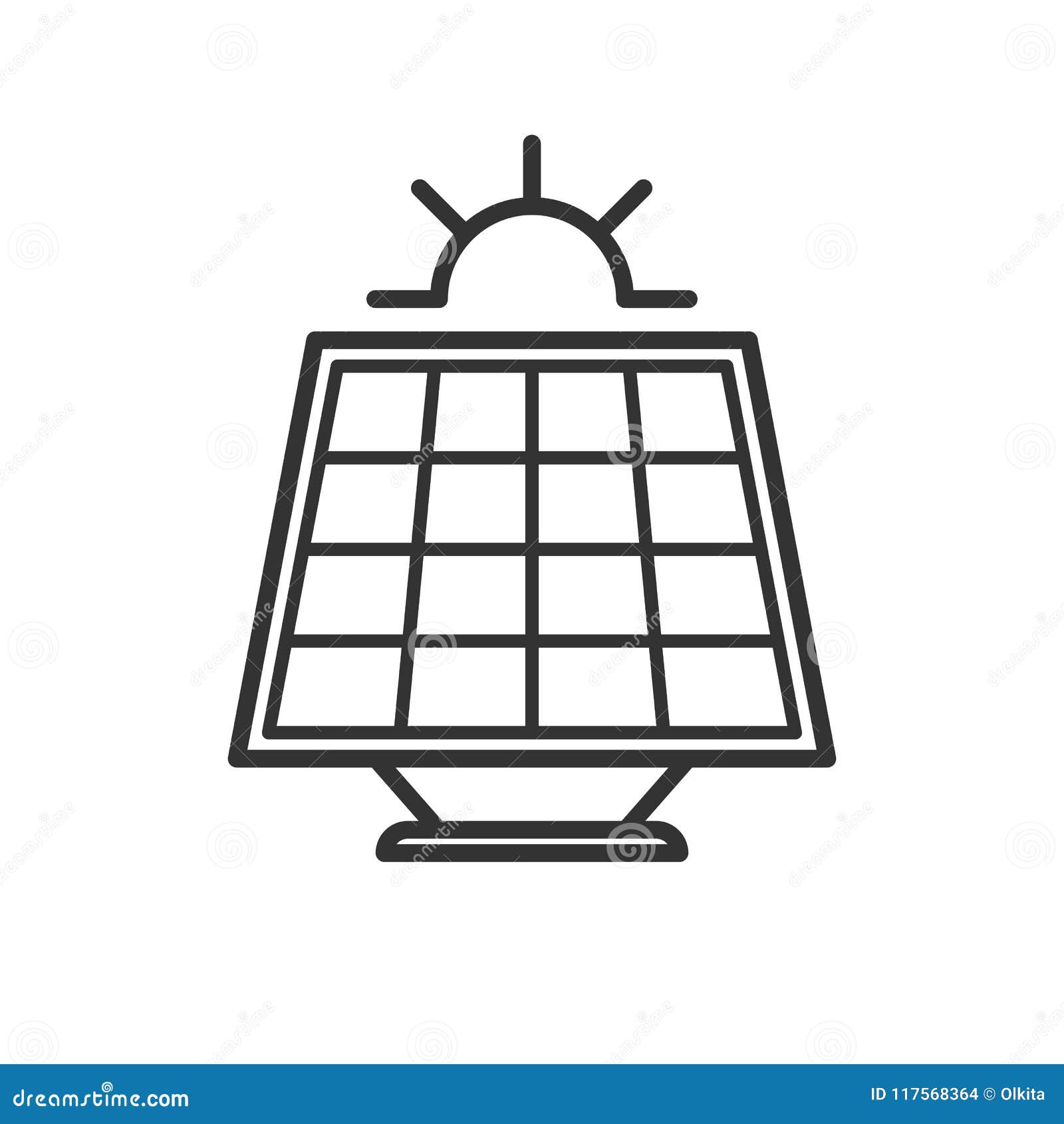 Black Isolated Outline Icon Of Solar Panel With Sun On White Background ...