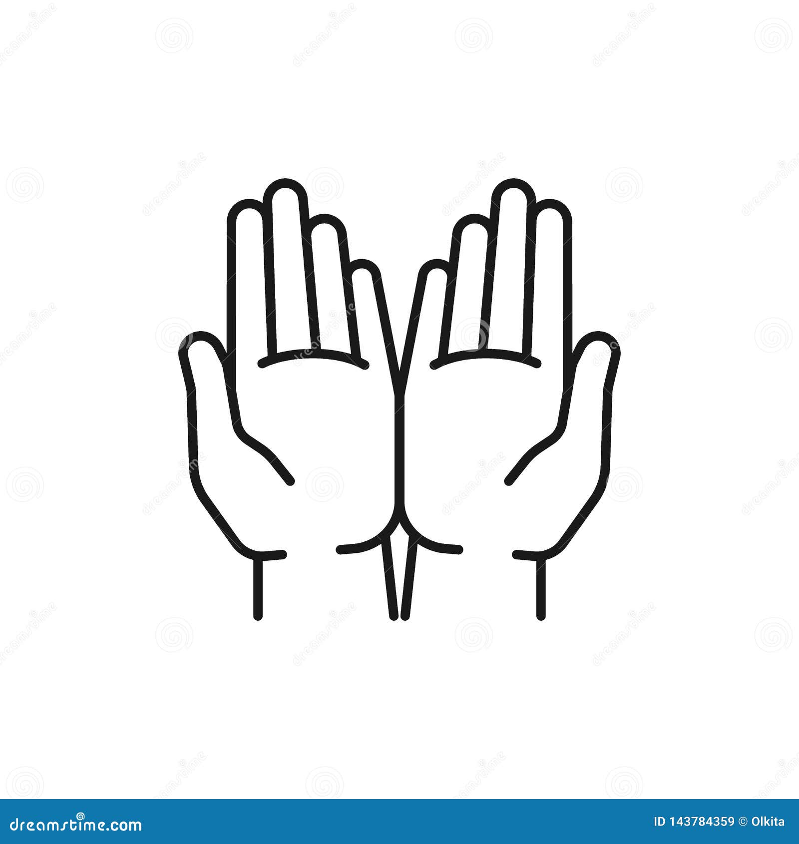 Black Isolated Outline Icon of Two Open Hands on White Background. Line ... Black Isolated Outline Icon of Two Open Hands on White Background. Line ...