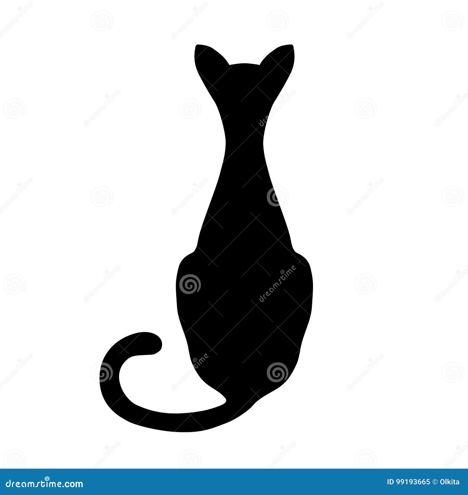 Sitting Cat Silhouette From Back