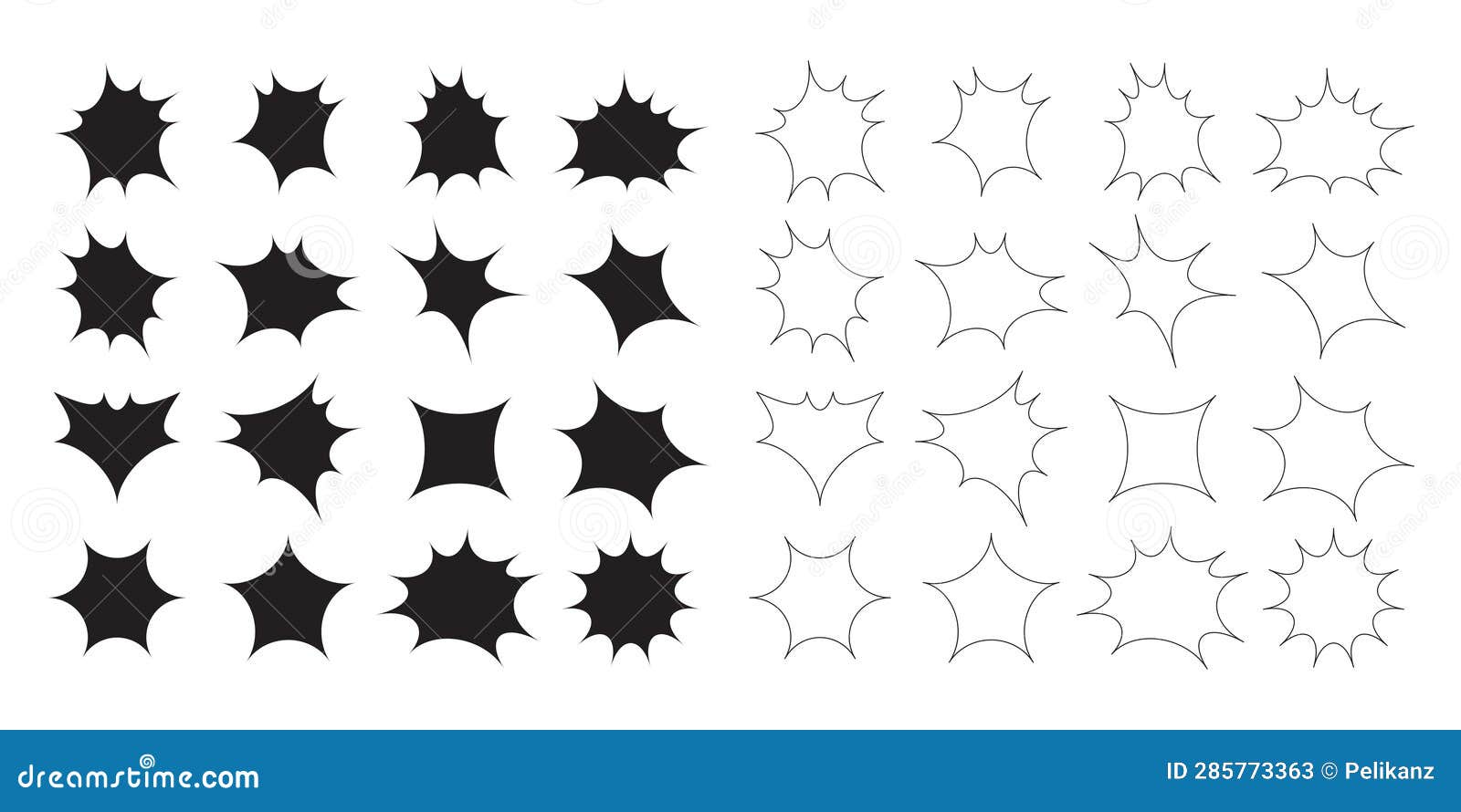 Black Isolated Silhouette And Out Line Pointy Distorted Random Shapes ...