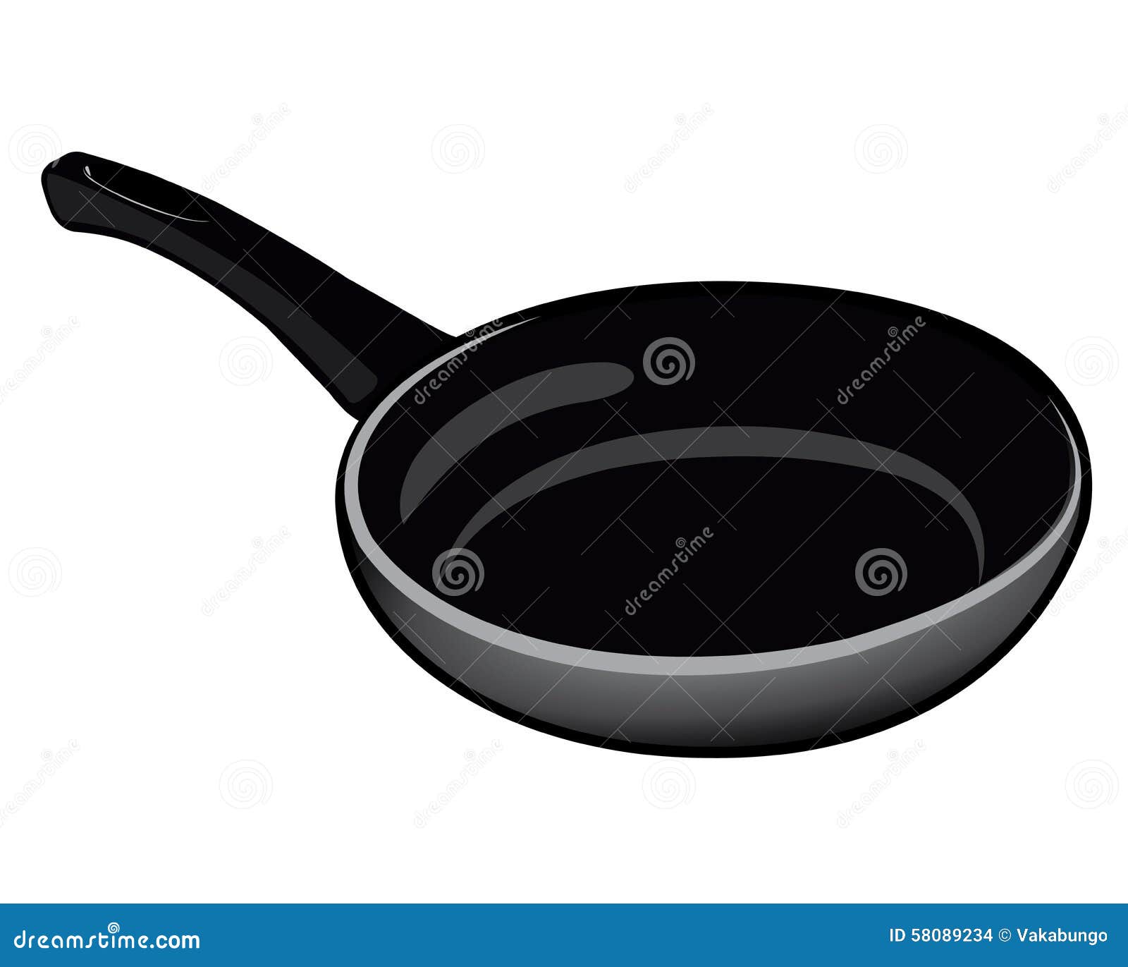 Black Isolated Teflon Pan for Kitchen on a White Stock Illustration ...