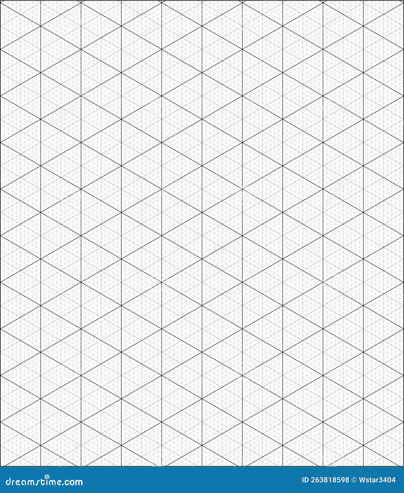 Black Isometric Grid with Vertical Guideline Graph Paper. Triangular ...