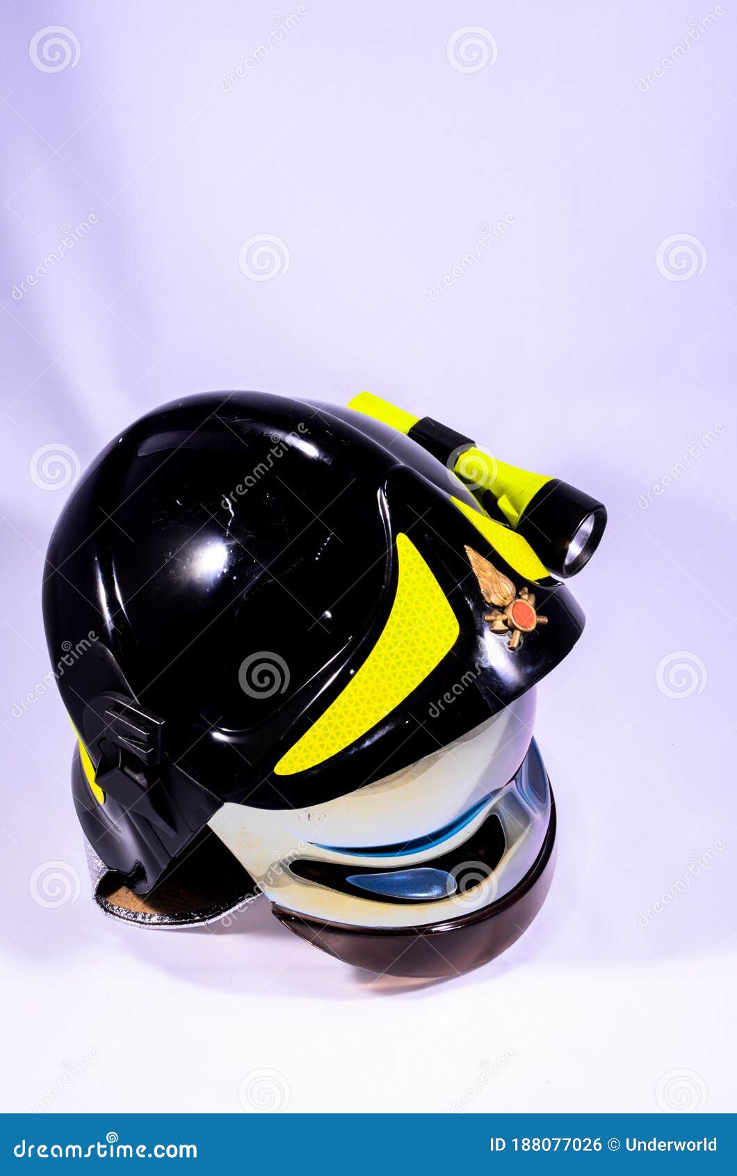 Black Italian Firefighter Helmet Stock Photo - Image of hose, helmet ...