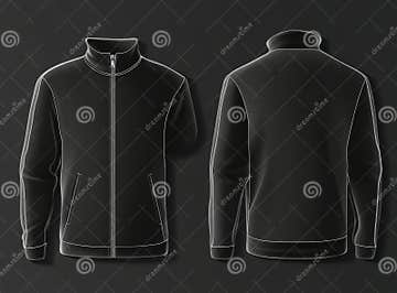 A Black Jacket Template with a Front and Back View for Graphic Design ...