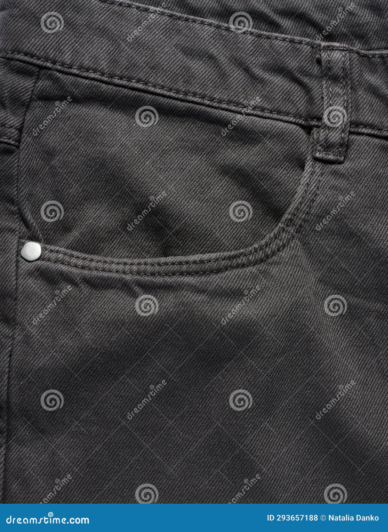 Black Jeans Front Pocket with Buttons, Close Up Stock Photo - Image of ...