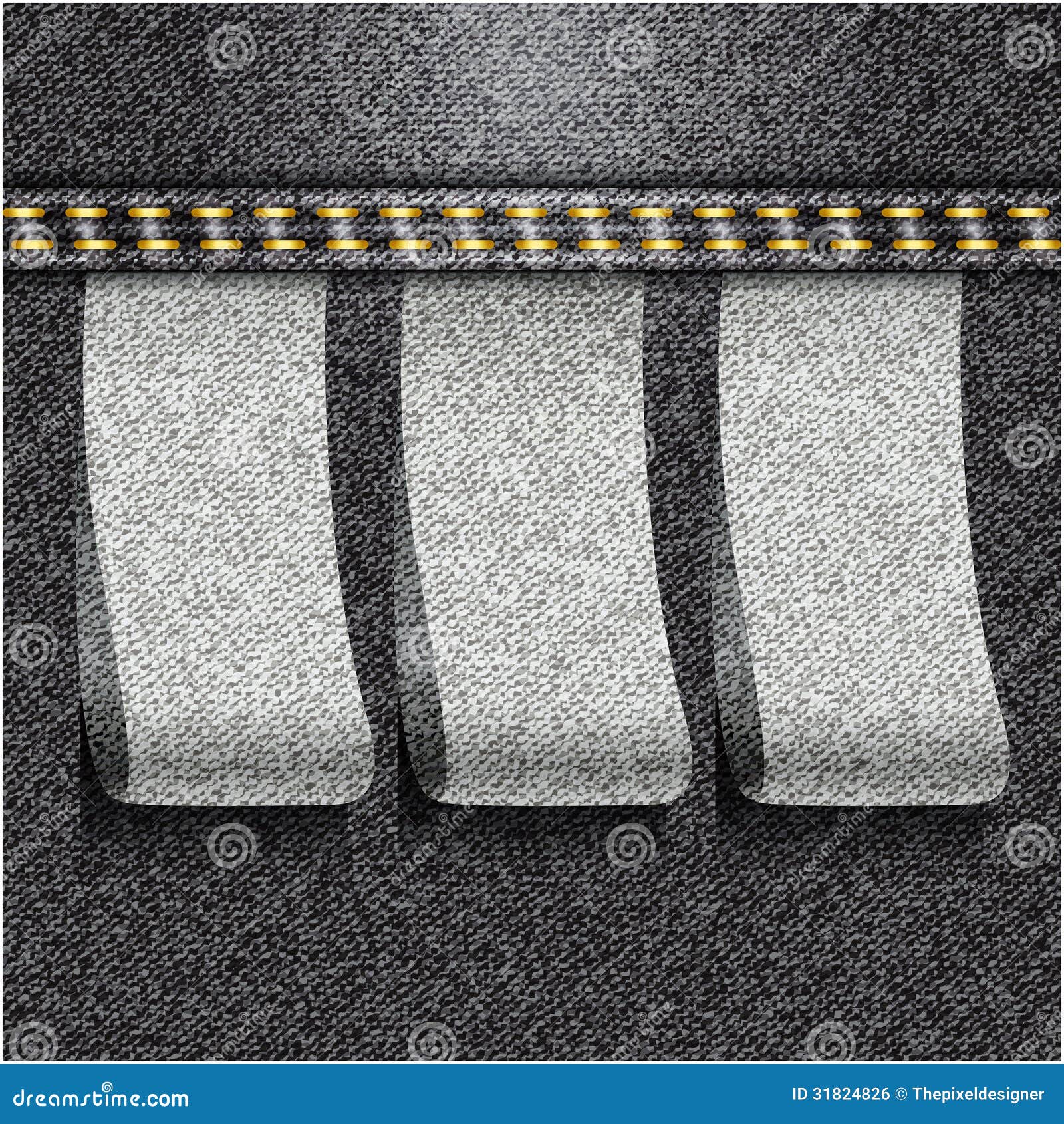 Black Jeans Realistic Denim Texture Vector Illustration | CartoonDealer ...