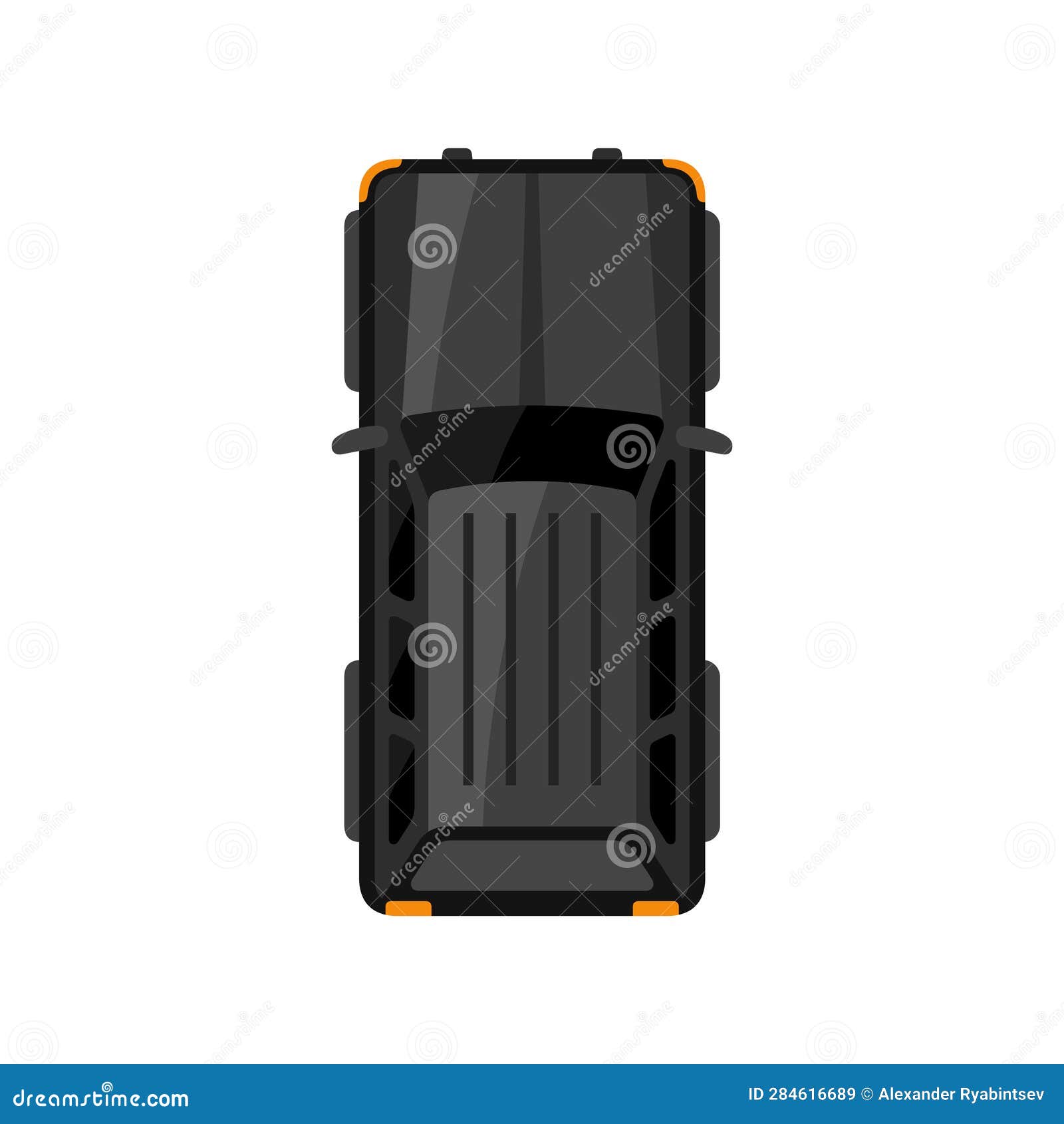 Black Jeep Top View Vector Illustration. Off Road Car Illustration ...