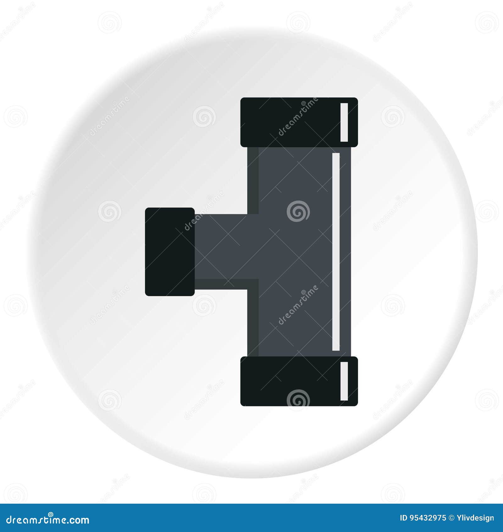 Black Joint T Pipe Connection Icon Circle Stock Vector - Illustration ...