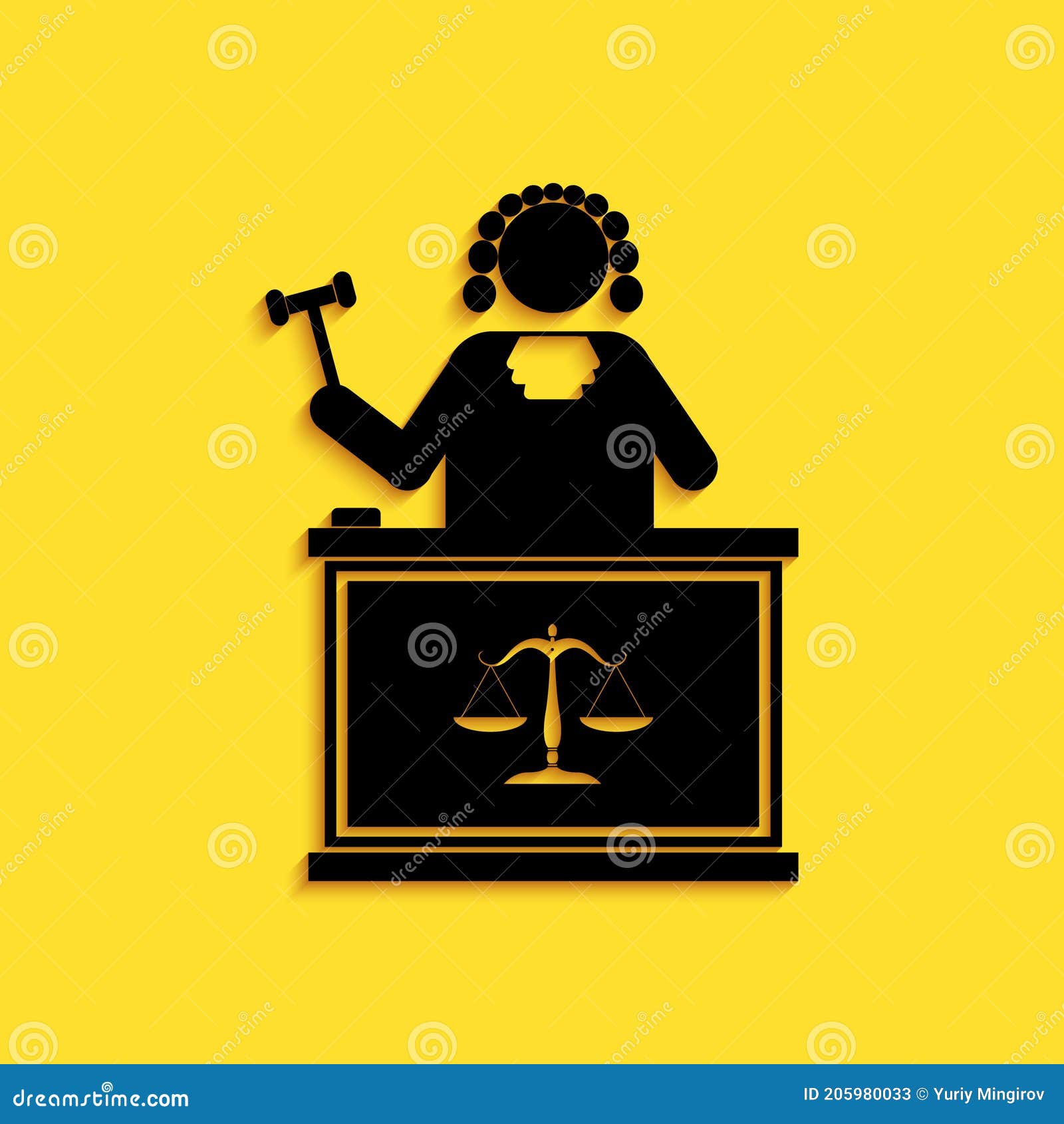 Black Judge Gavel Icon Isolated On Yellow And White Background. Gavel ...