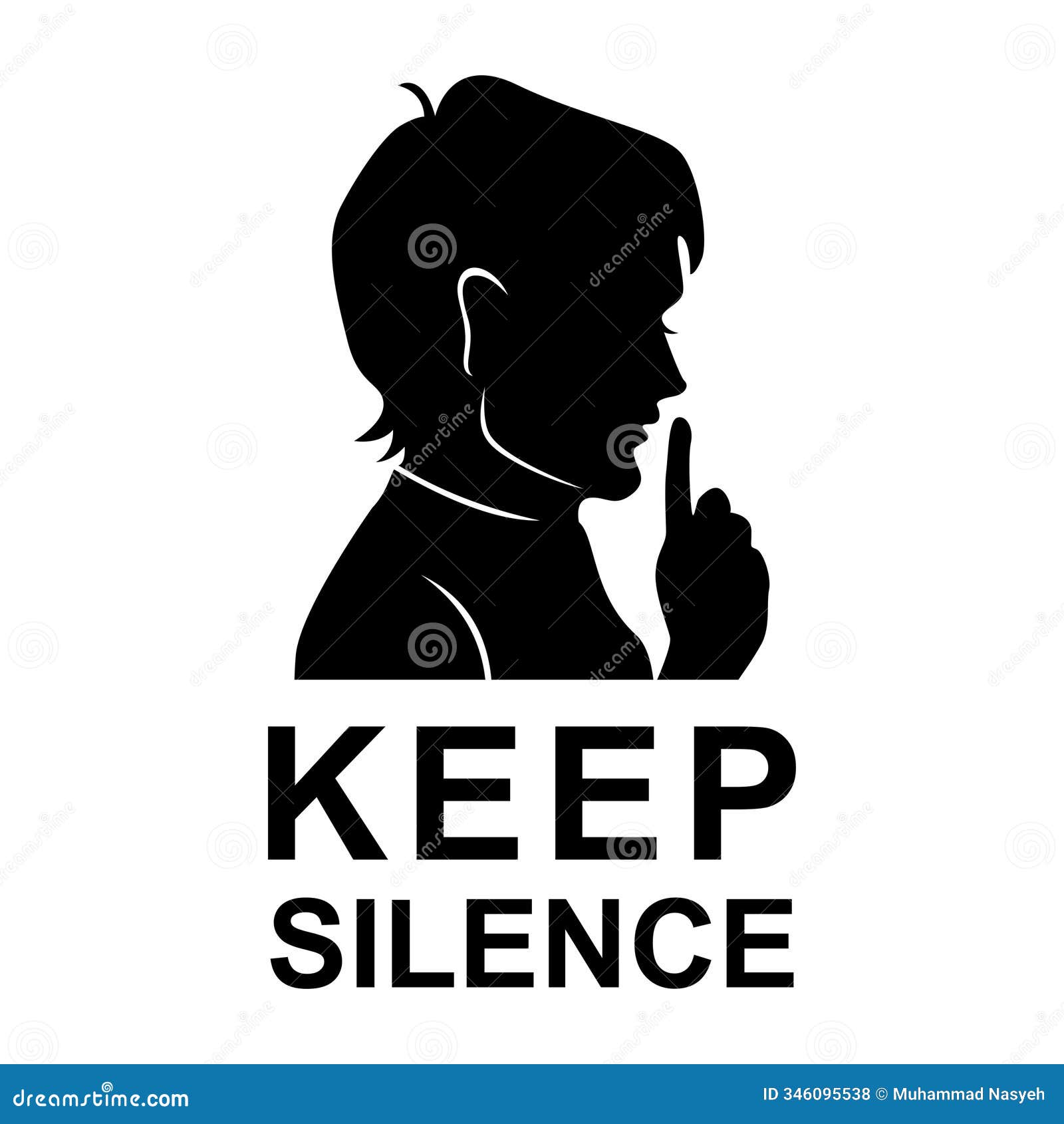 Black KEEP SILENCE Sticker Icon for Warning, Simple Vector on White ...