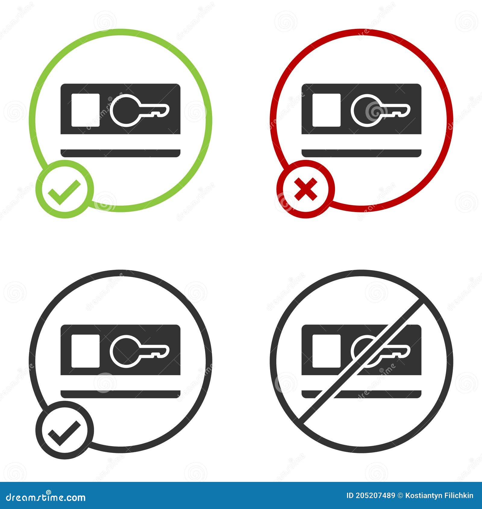Black Key Card Icon Isolated on White Background. Circle Button Stock ...