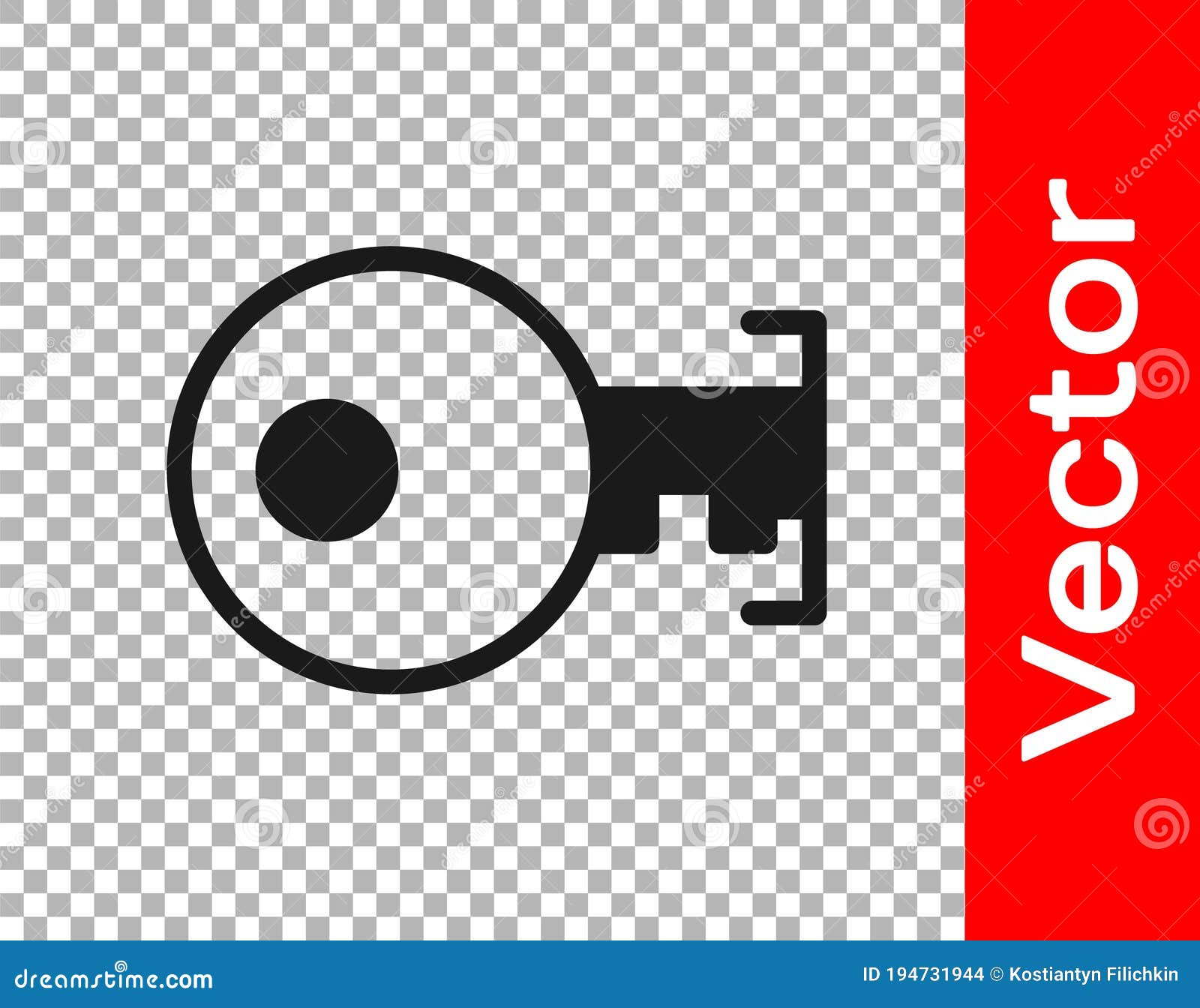 Black Key Icon Isolated on Transparent Background. Vector Illustration ...