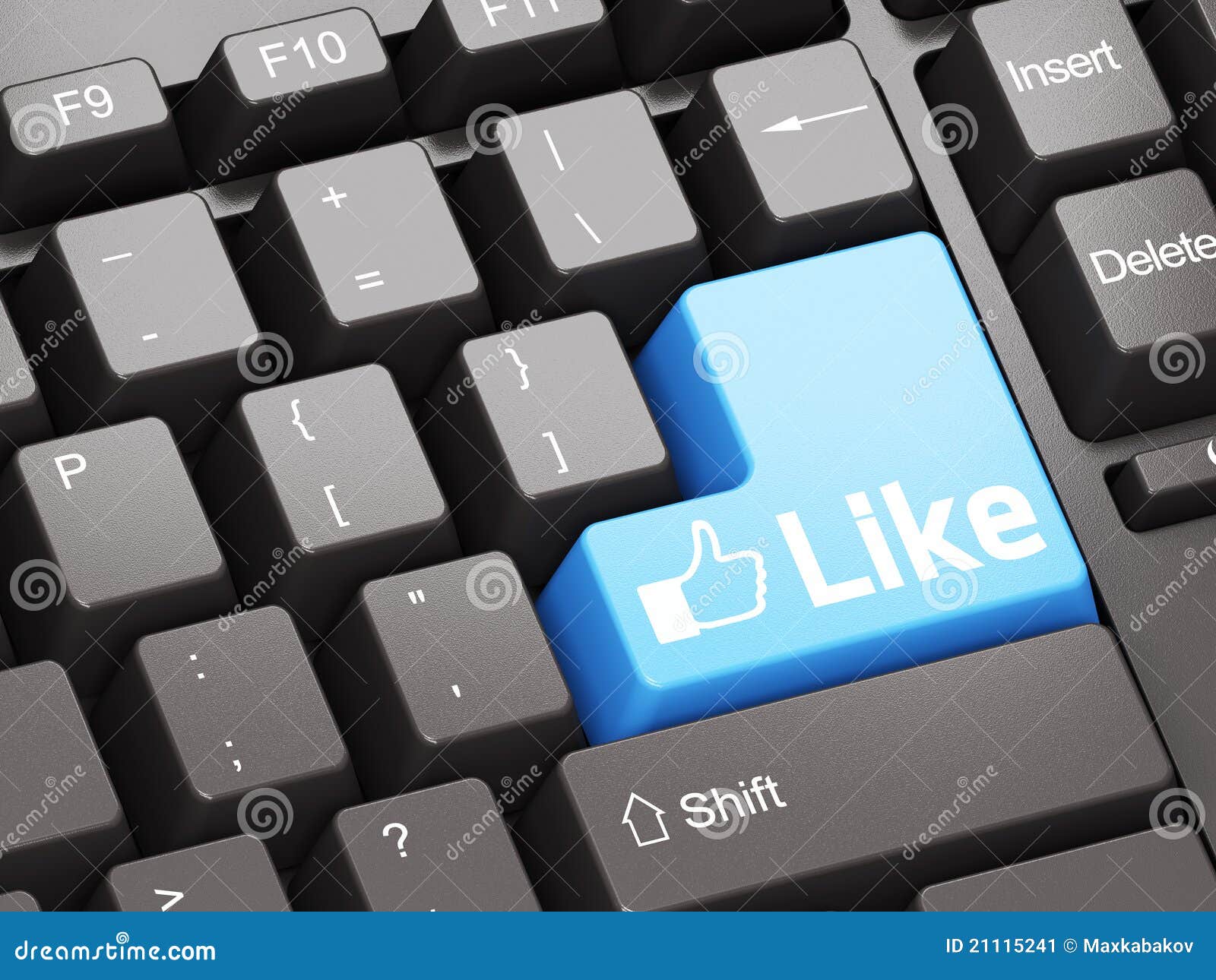Black Keyboard with Blue Like Button Stock Illustration - Illustration ...