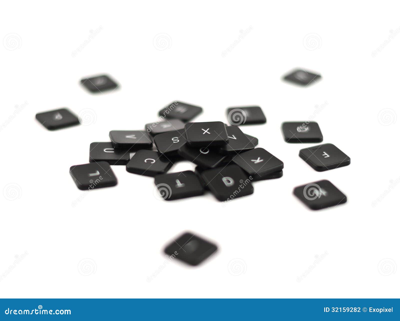 Black Keyboard Button Pile Isolated Stock Photo - Image of black ...