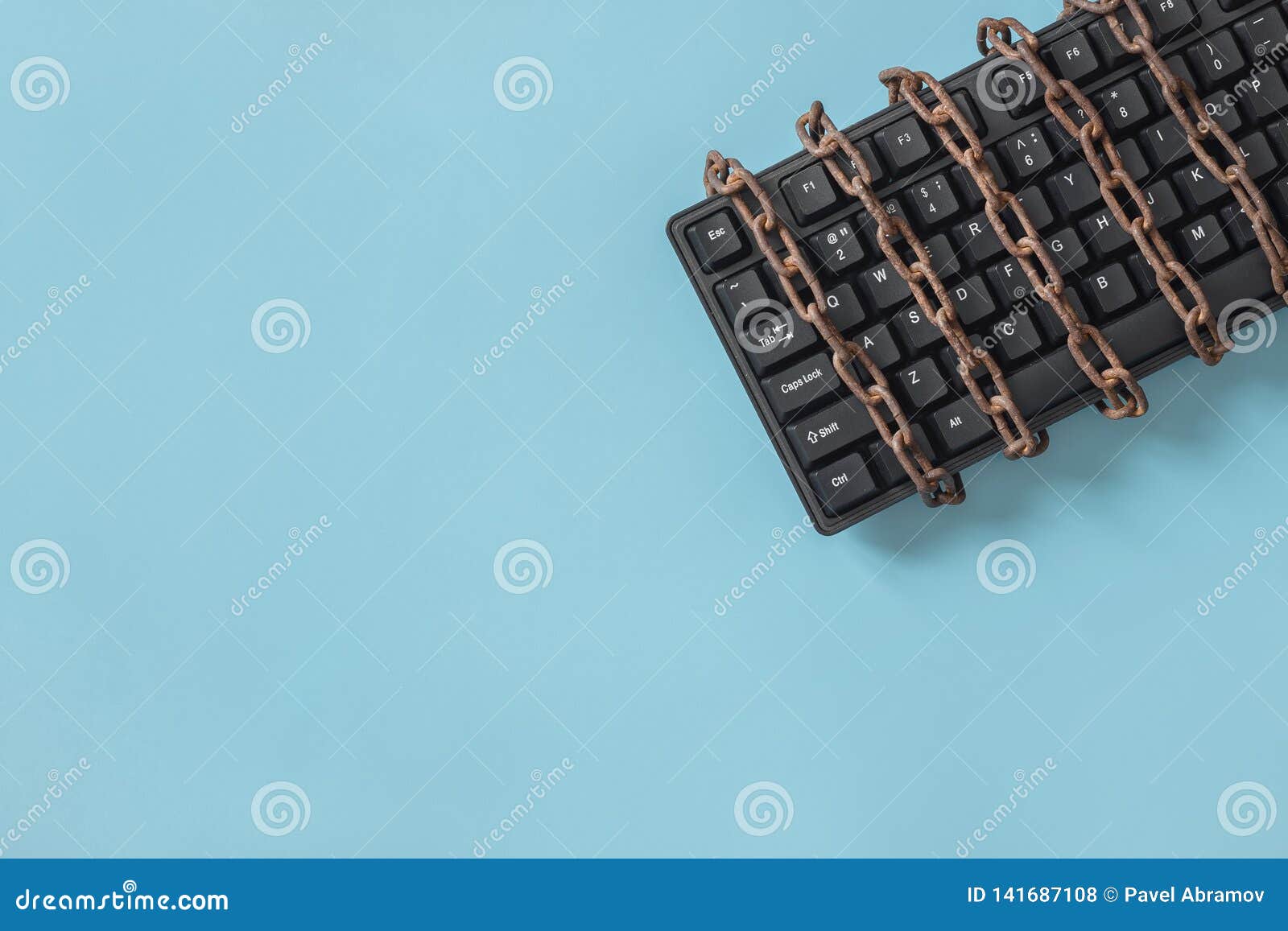 Black Keyboard with a Coiled Chain. Concept for the Topic of Censorship ...