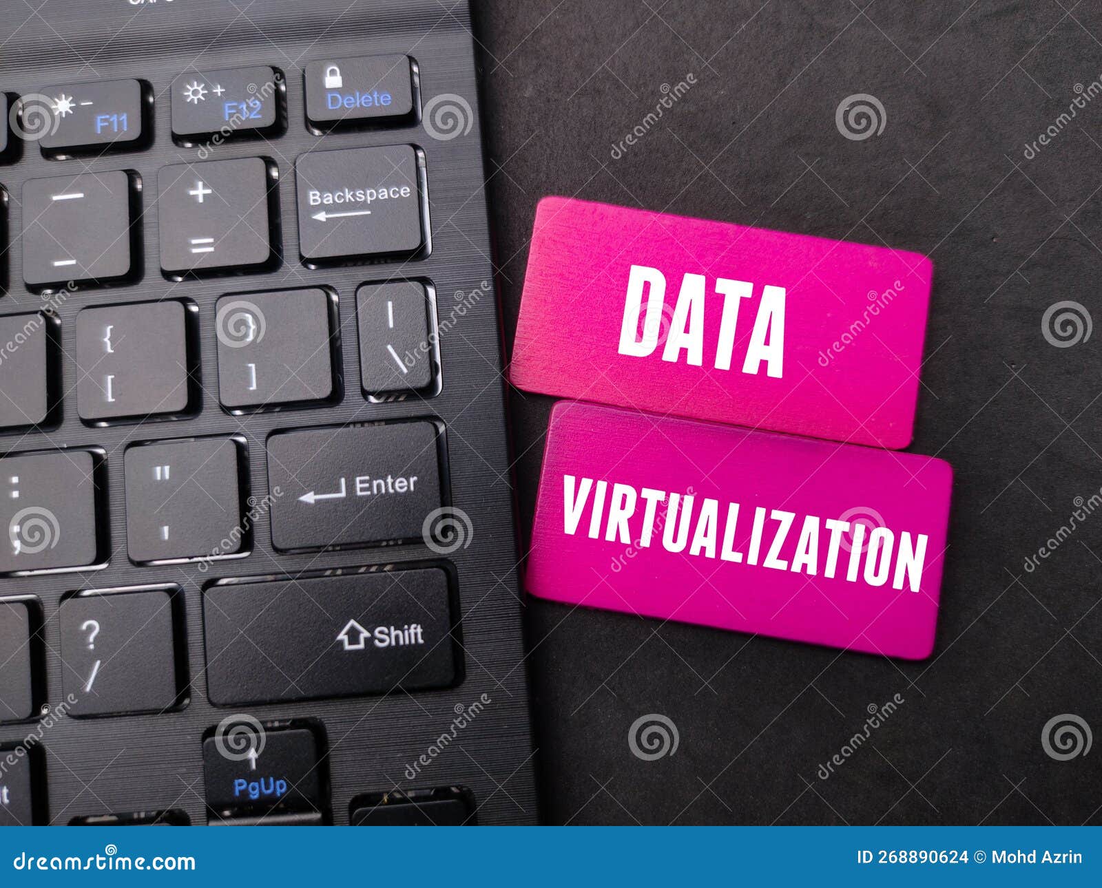 Black Keyboard and Colored Board with the Word DATA VIRTUALIZATION ...