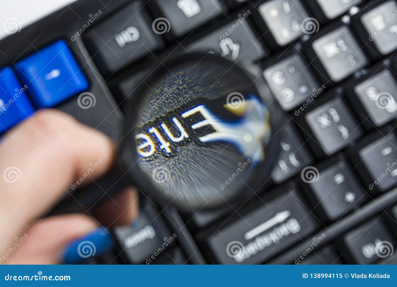 The Black Keyboard from the Computer with a Magnifying Glass. Keys ...