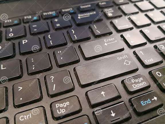 Black Keyboard Focusing Enter and Shift Button Stock Photo - Image of ...