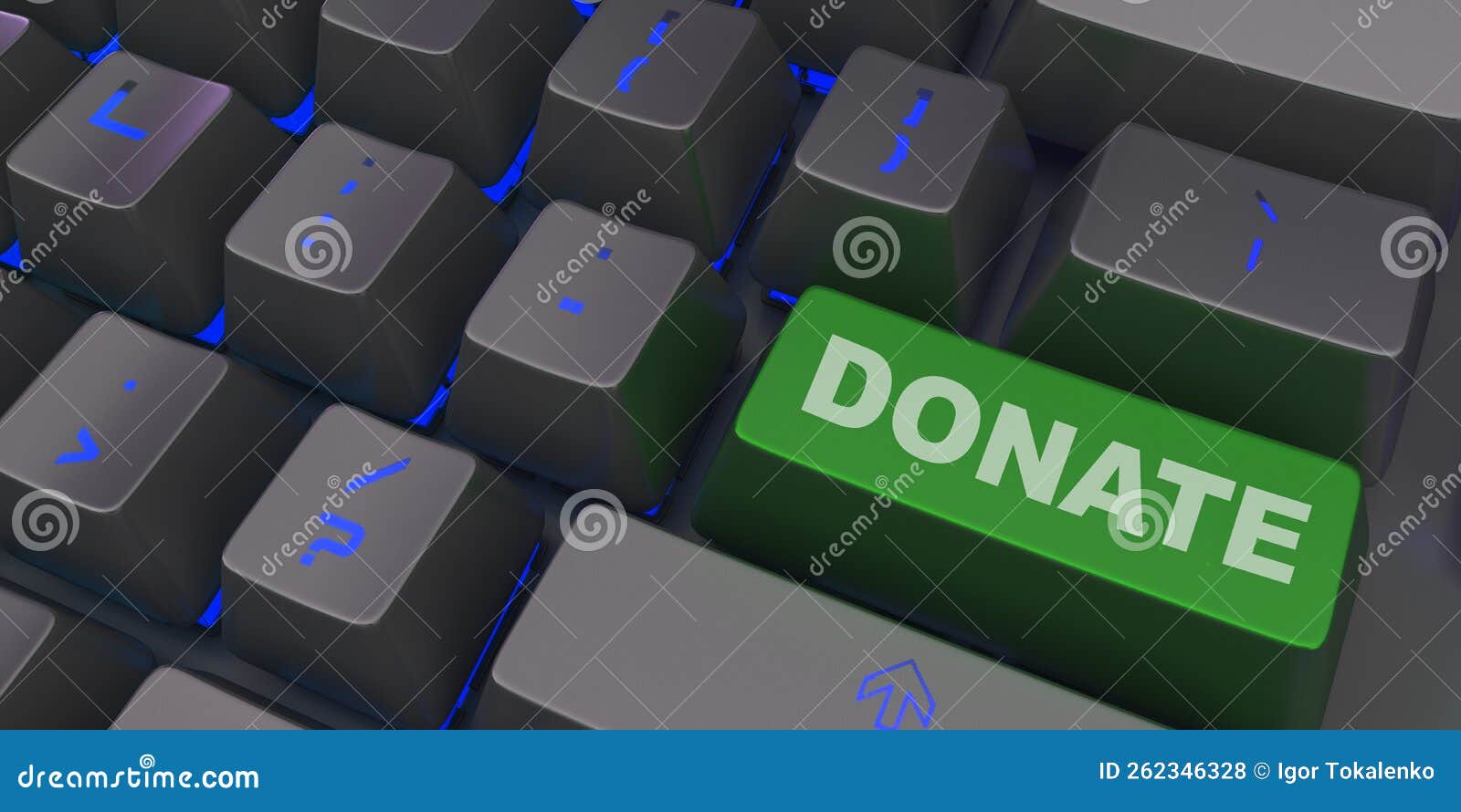 Black Keyboard with Green Donate Button 3d Render Image Stock ...
