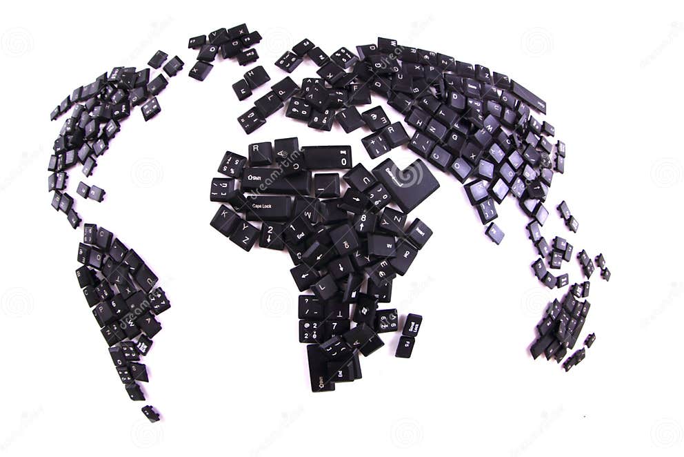 Black Keyboard Keys As World Map Stock Photo - Image of closeup, sign ...