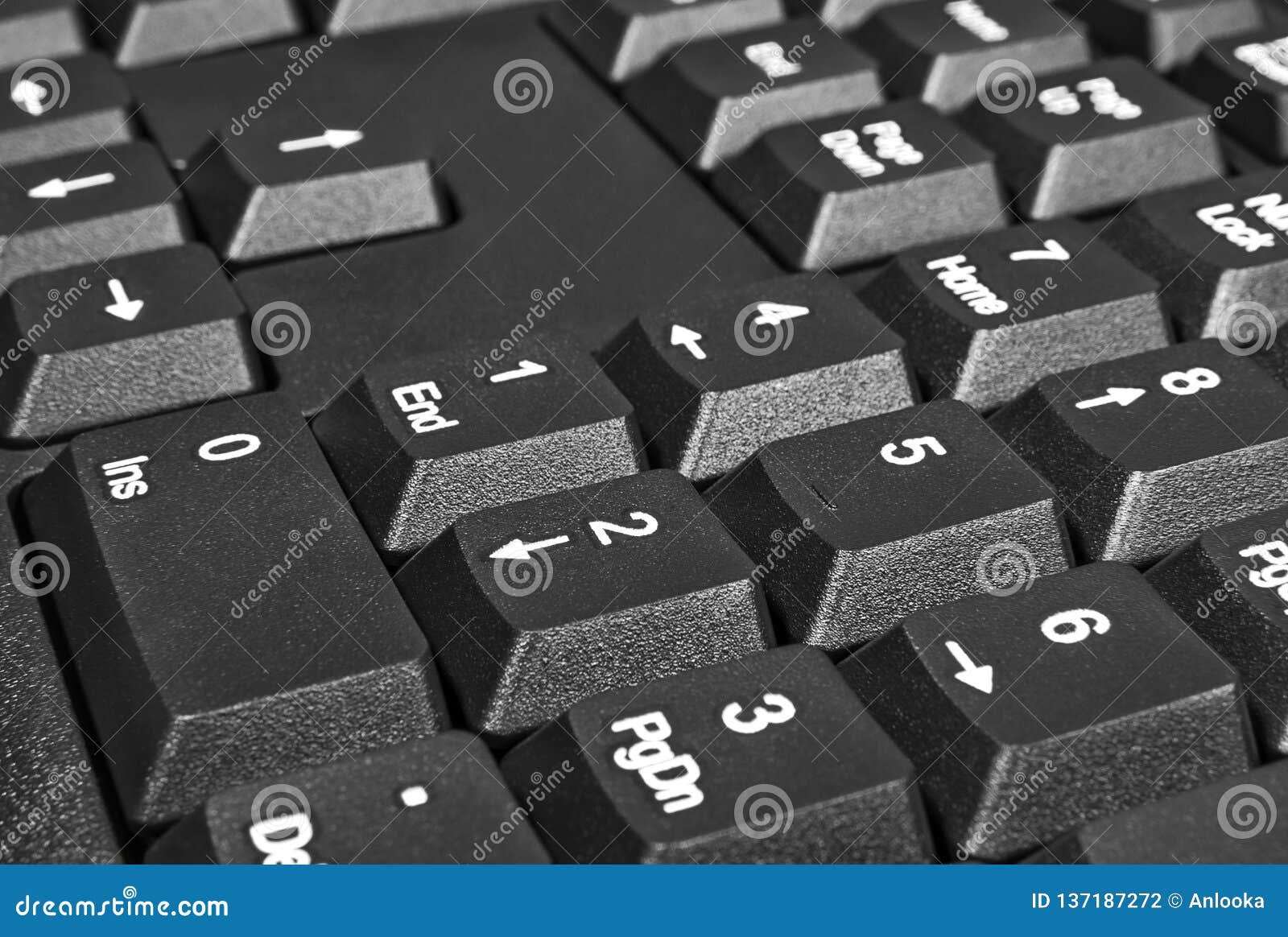 Black Keyboard with Numbers and Arrows on the Buttons Stock Photo ...