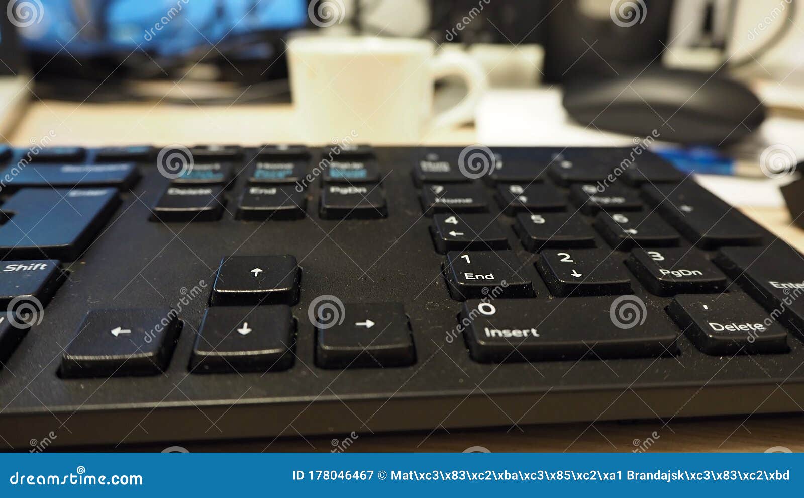 Black Keyboard in the Office Stock Image - Image of detail, desktop ...