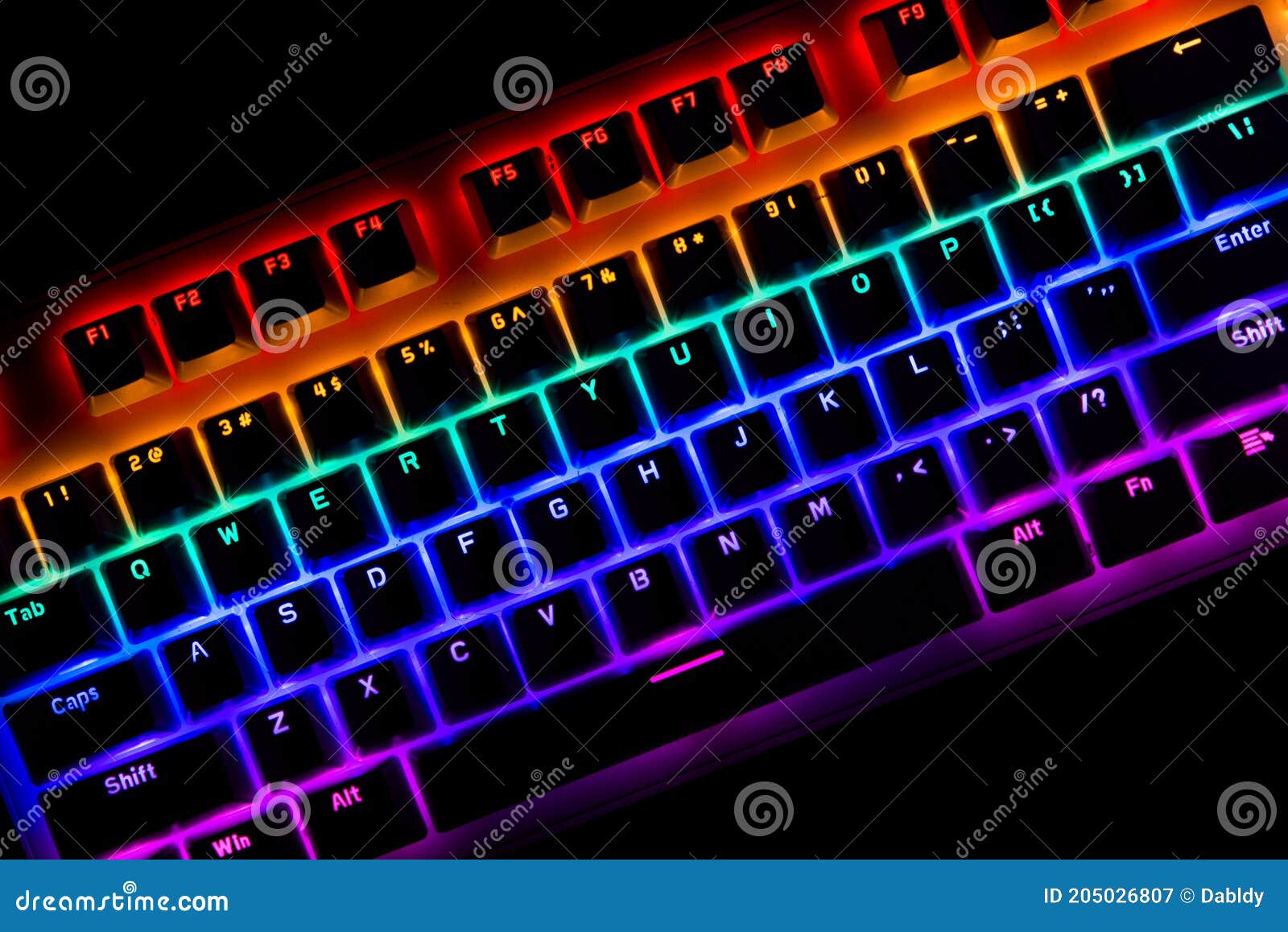 Black Keyboard with Rainbow Led Lights Stock Image - Image of digital ...